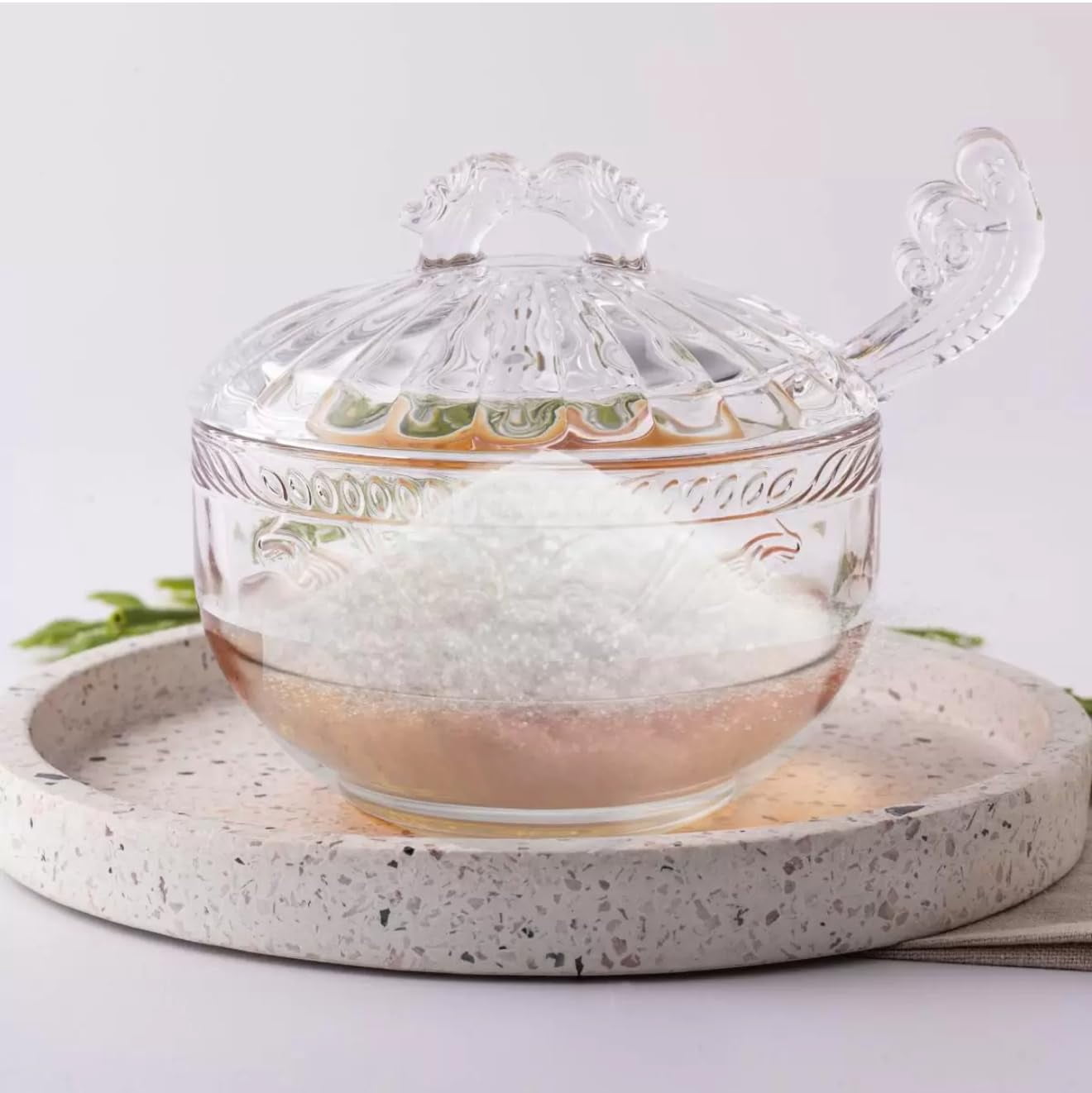 Incrizma Clear Glass Sugar Bowl Candy Bowl with Serving Spoon and Lid ...