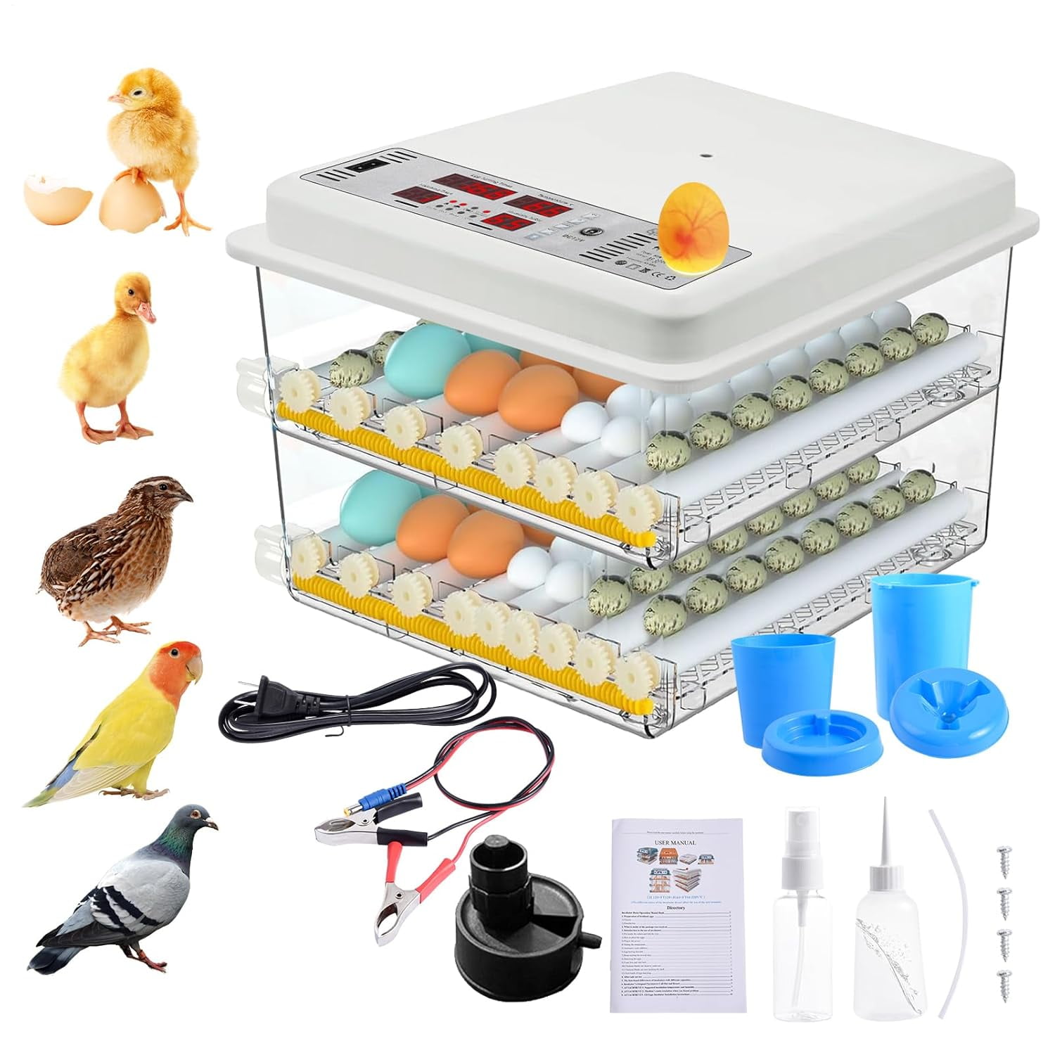 Incubators for Hatching Eggs, 120 Egg Incubator with Automatic Egg ...