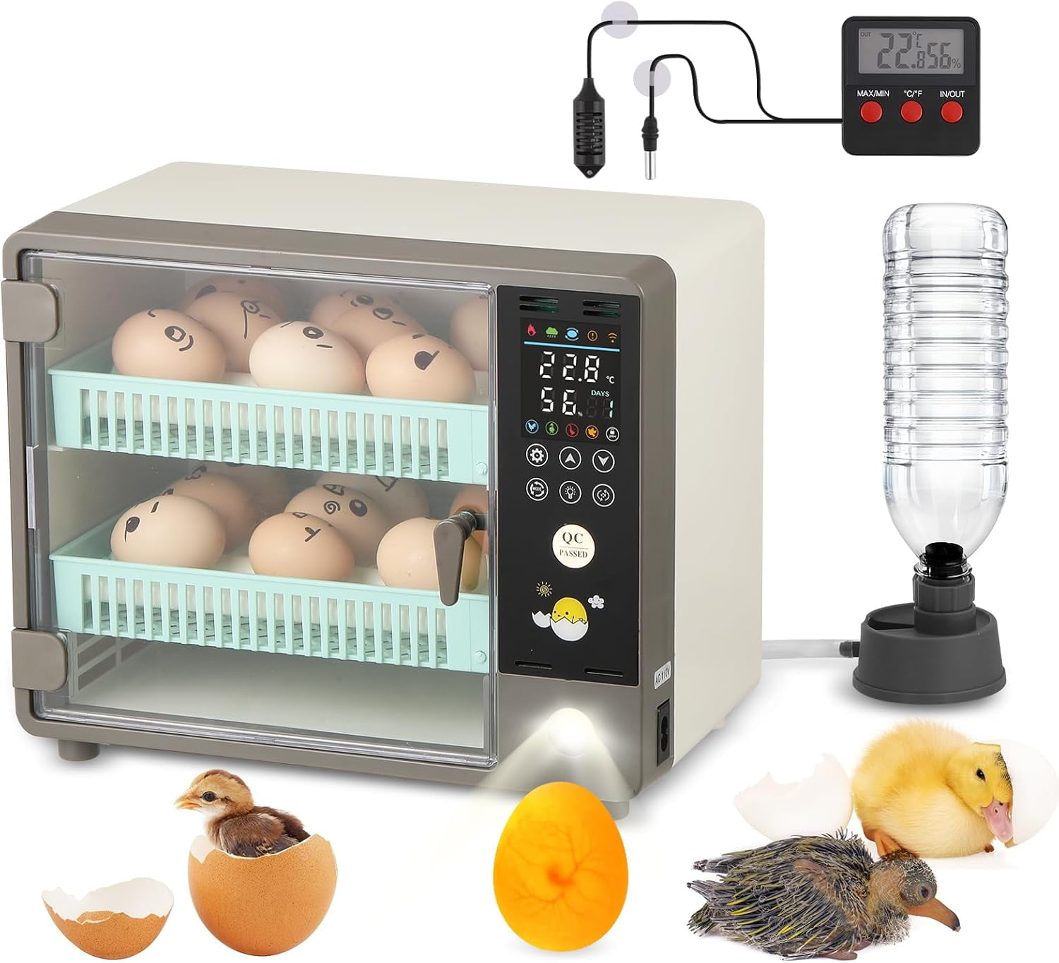 Incubators for Hatching Eggs, Egg Incubator with Automatic Egg Turning and Humidity Control with ...