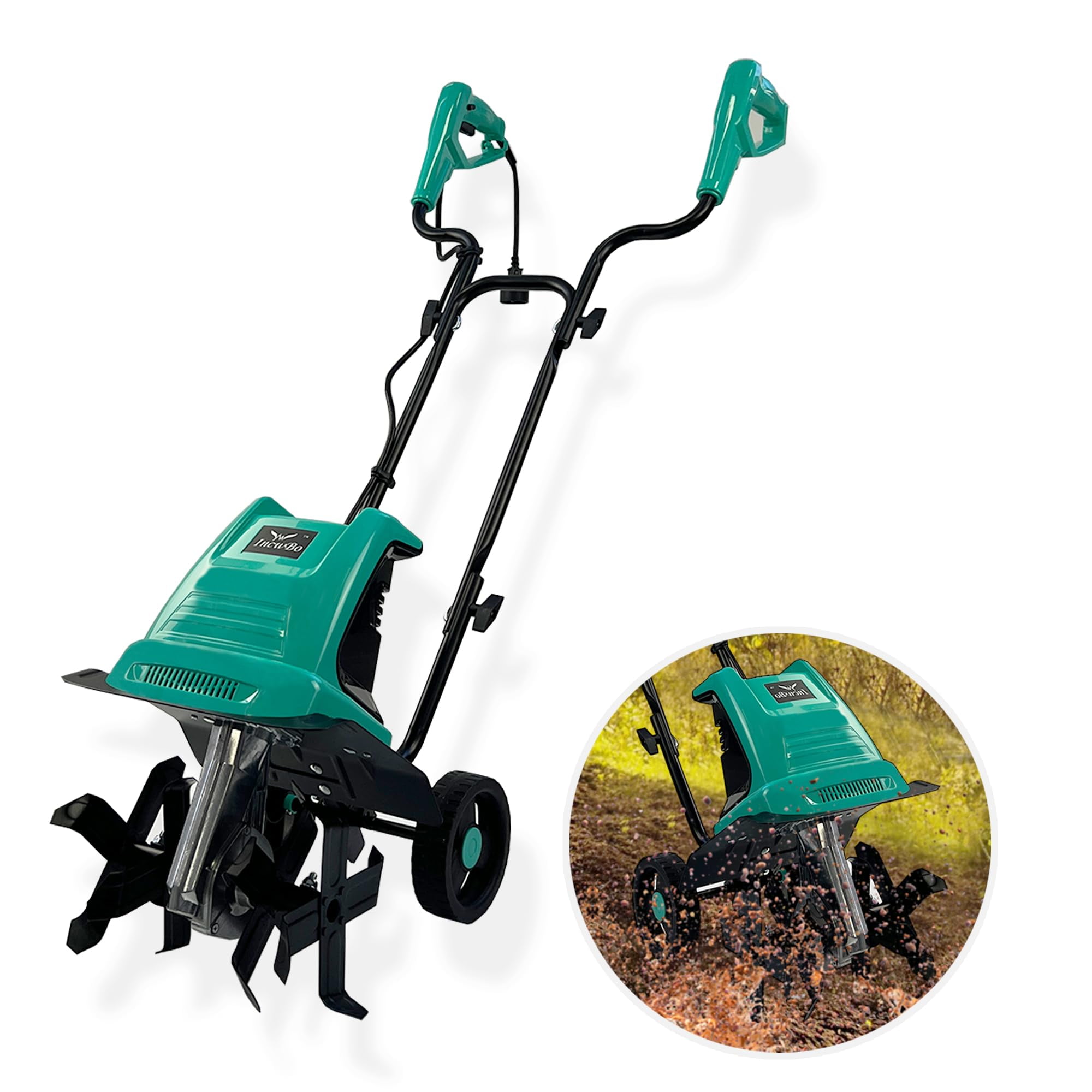 IncwBo Electric Garden Tiller Electric Cultivator 12 Inch Tilling Width ...