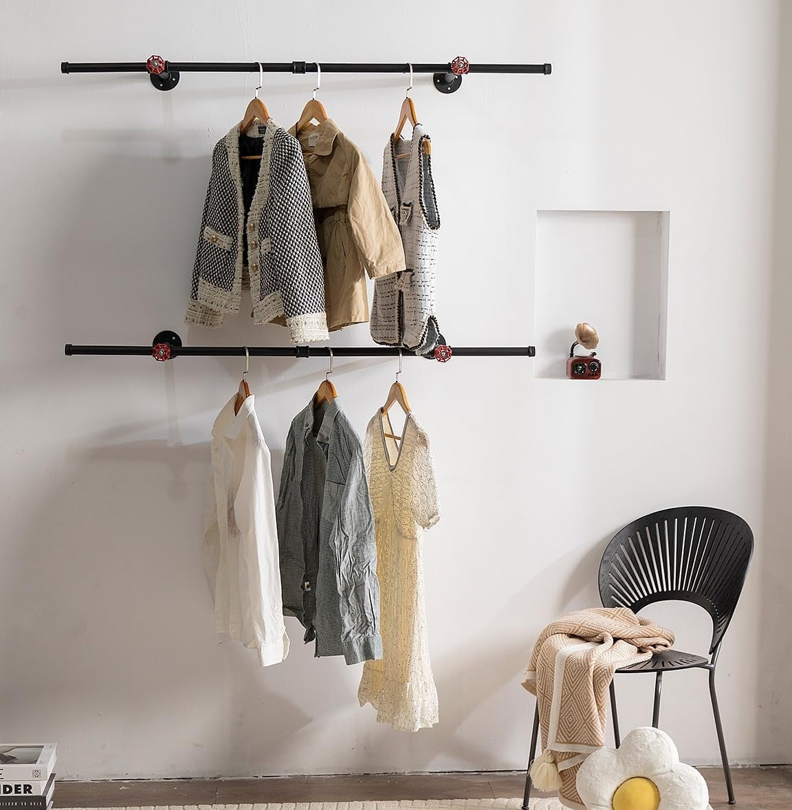 Ind rial Pipe Clothing Racks, Wall Mounted Clothes Racks/Garment Racks ...