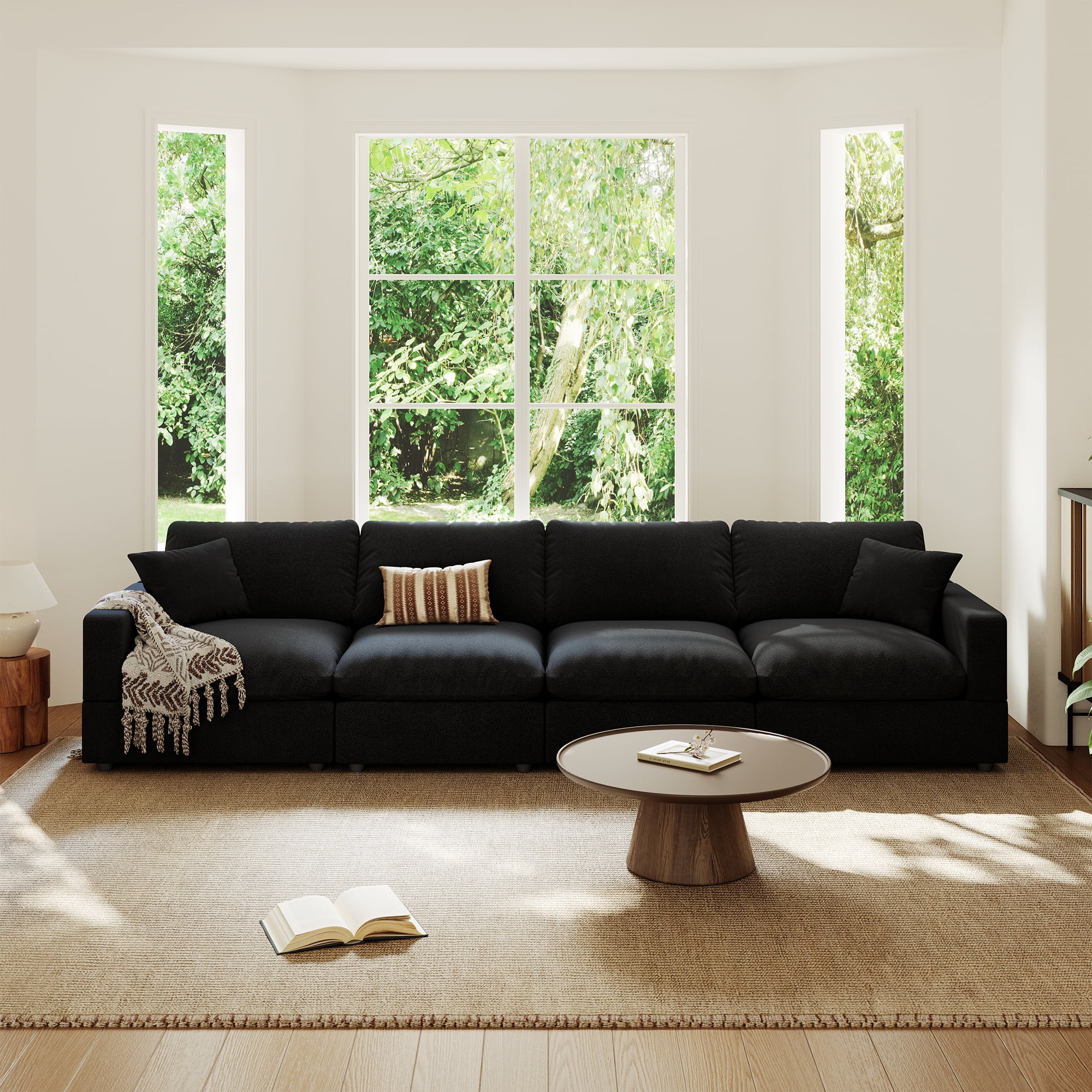 Indecor Home 123.8" Modular Sectional Sofa Couch, Upholstered 4 seat ...