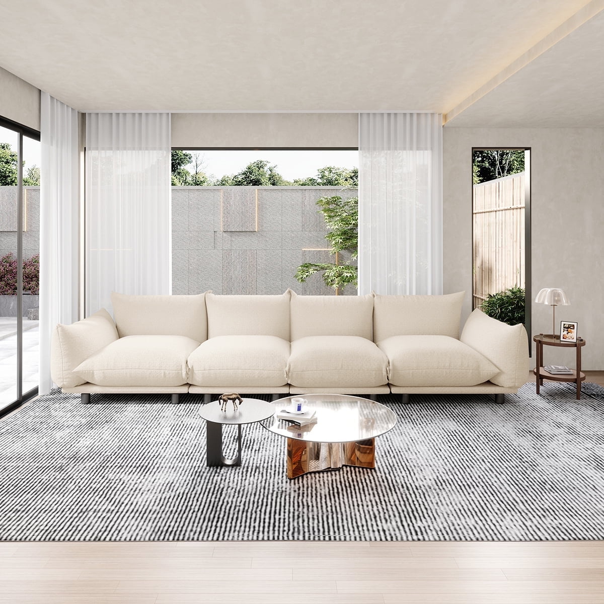 Indecor Home 125.8" Upholstery Sectional Sofa I Shaped 4 Seater Sofa ...