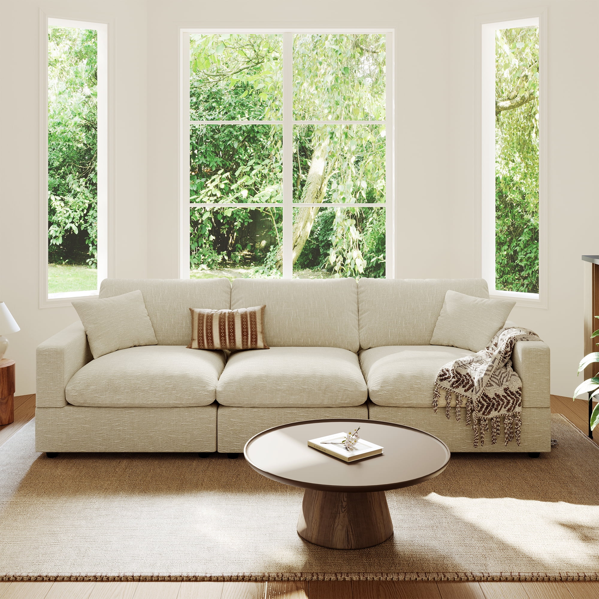 Indecor Home 95.4" Modular Sectional Sofa Couch, Upholstered 3 seat ...