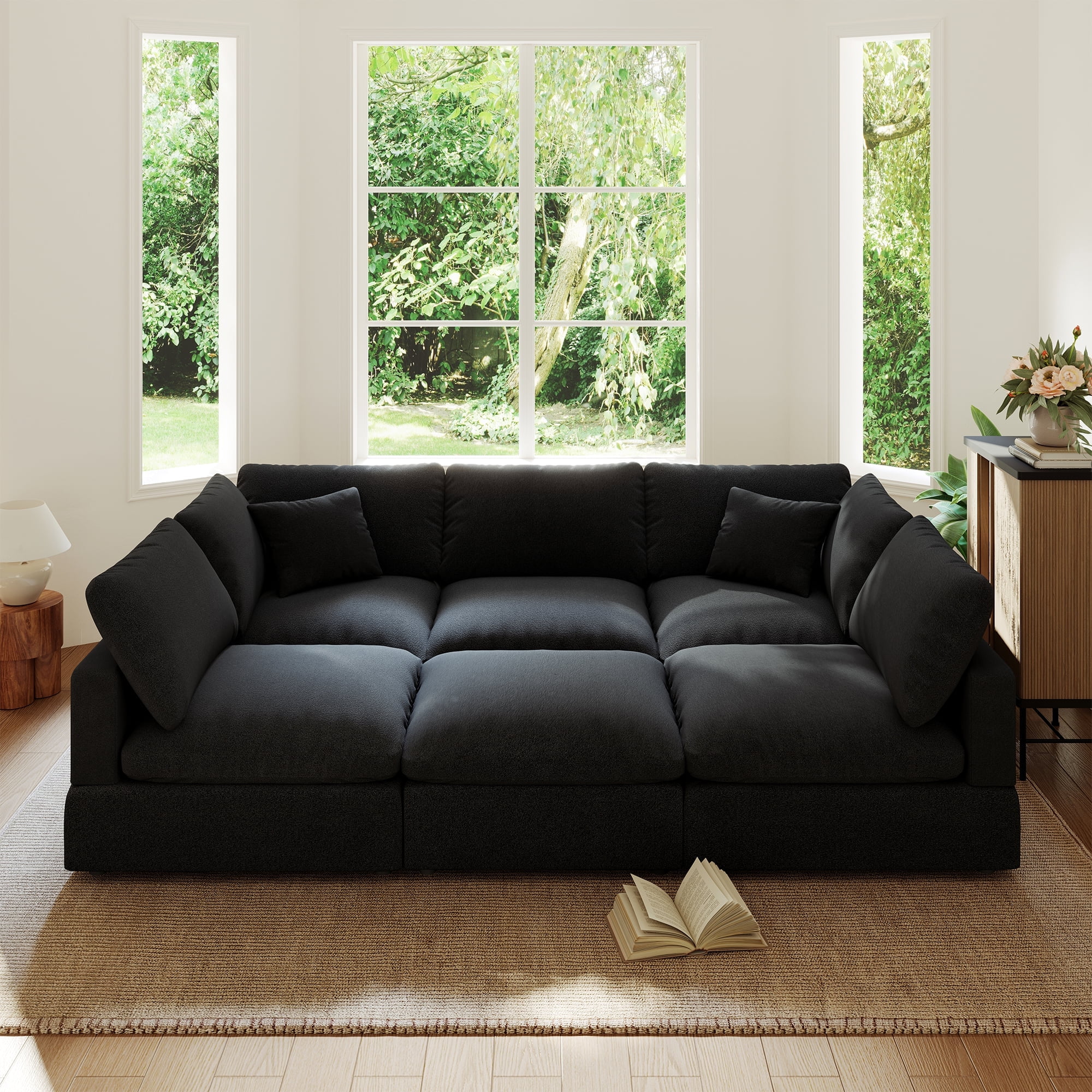 Indecor Home 95.4" Modular Sectional Sofa Couch, Upholstered Sleeper ...