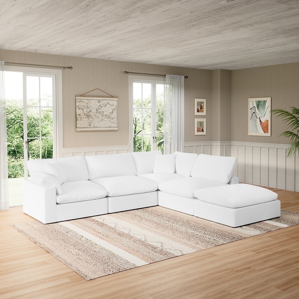 Indecor Home Cloud Modern Convertible Sectional Sofa Couch Classic 5 ...