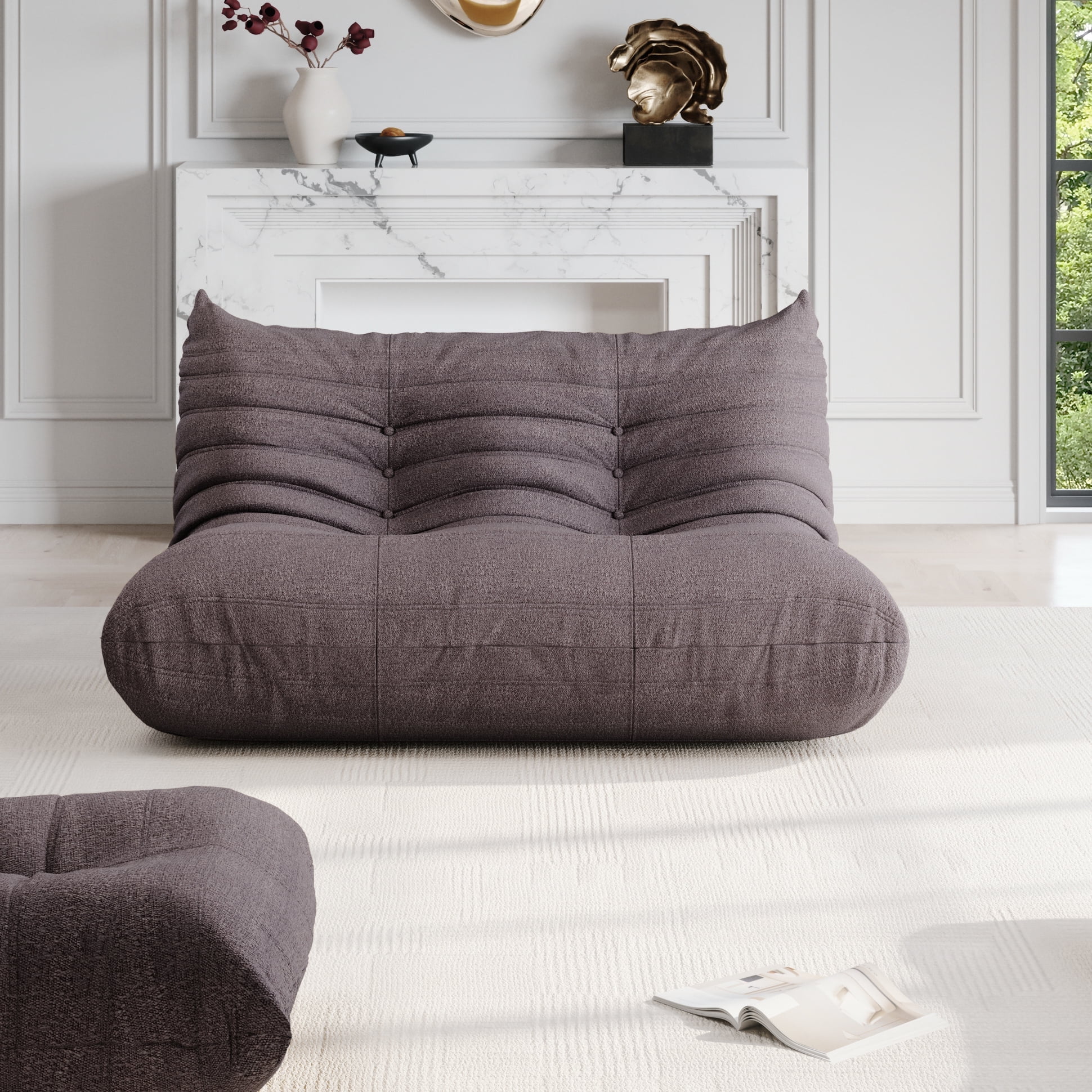 Indecor Home 53" Lazy Sofa, Togo Sofa Loveseat Boucle Sofa Sectional ...