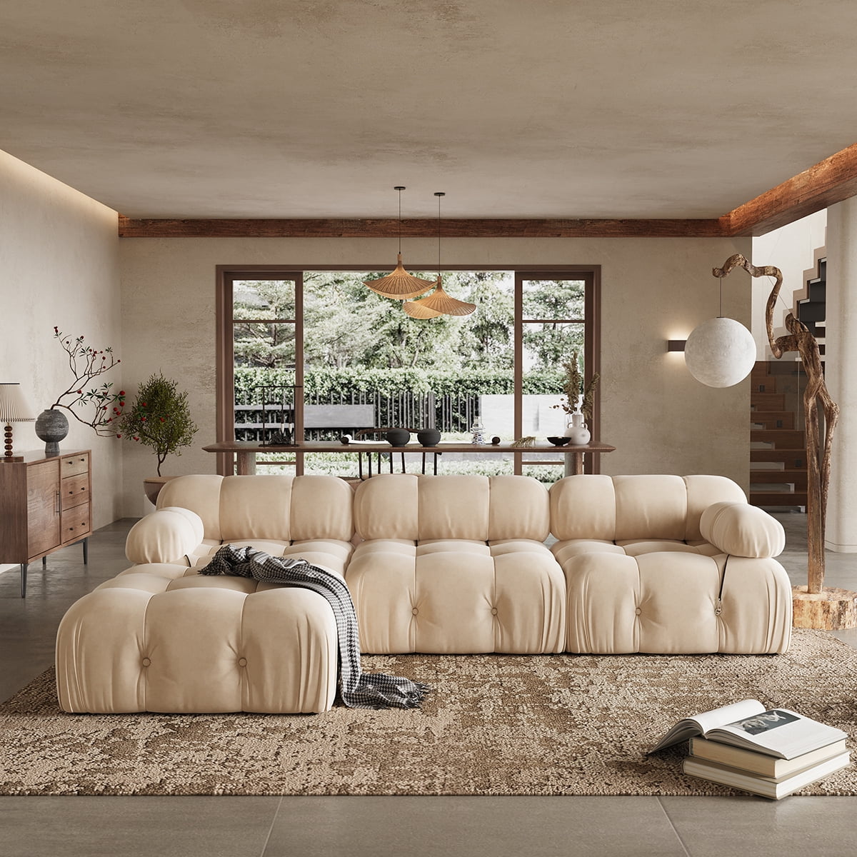 Indecor Home 141.7" Modular Sectional Couches Modern Boucle 4 Seater ...