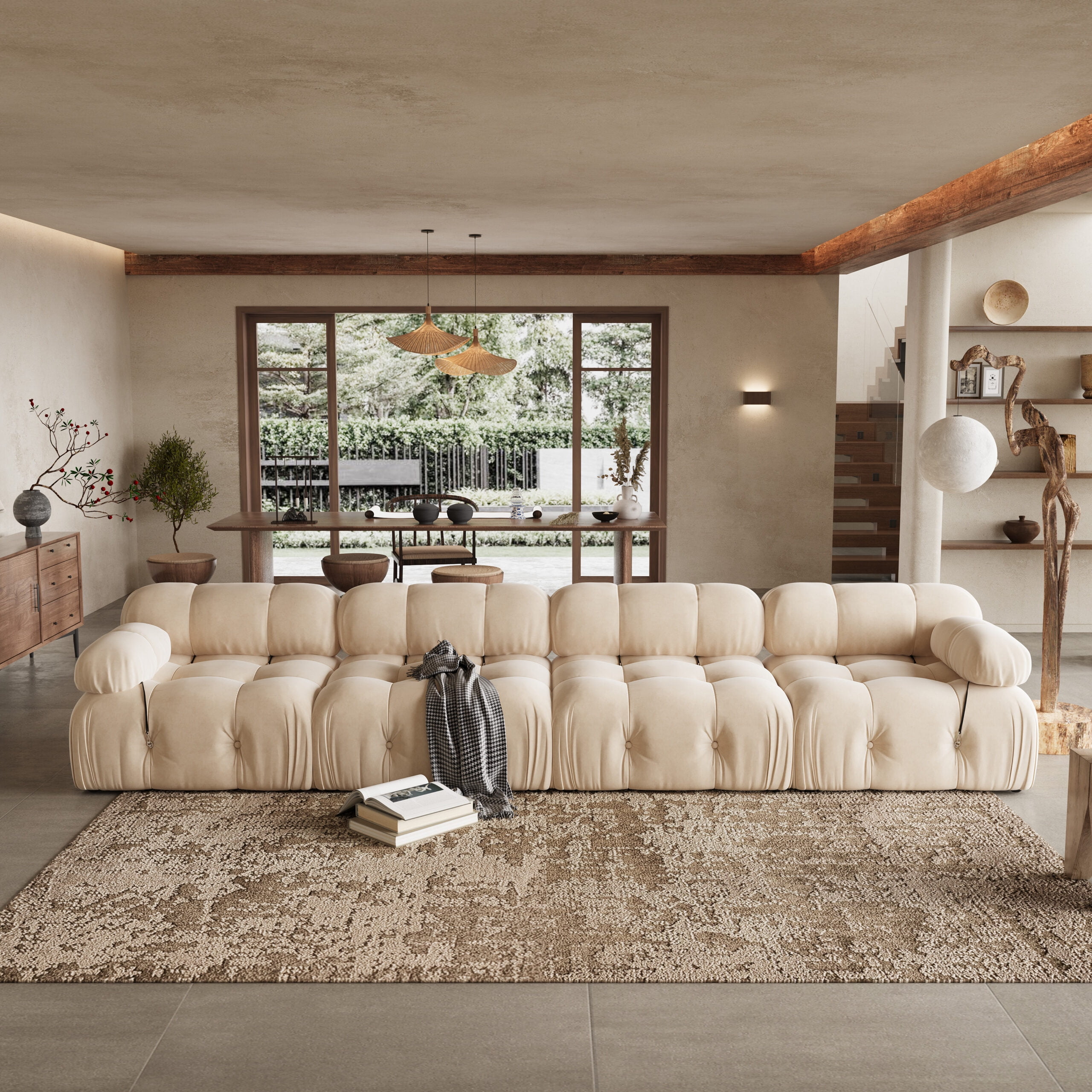 Indecor Home Modular Sectional Sofa, Modern Velvet 4 Seater Convertible ...