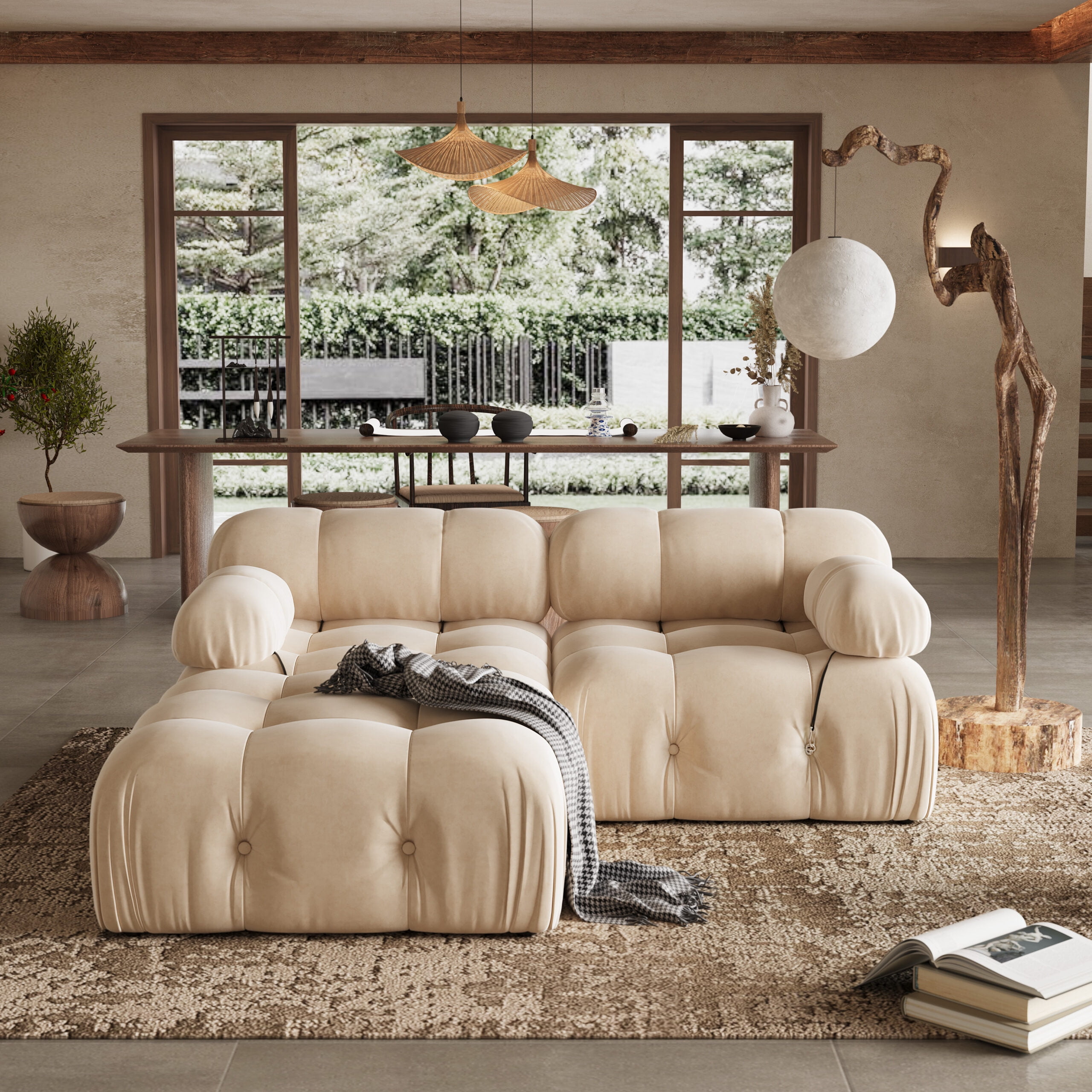 Indecor Home Modular Sectional Sofa Modern Velvet Loveseat Sofa with ...