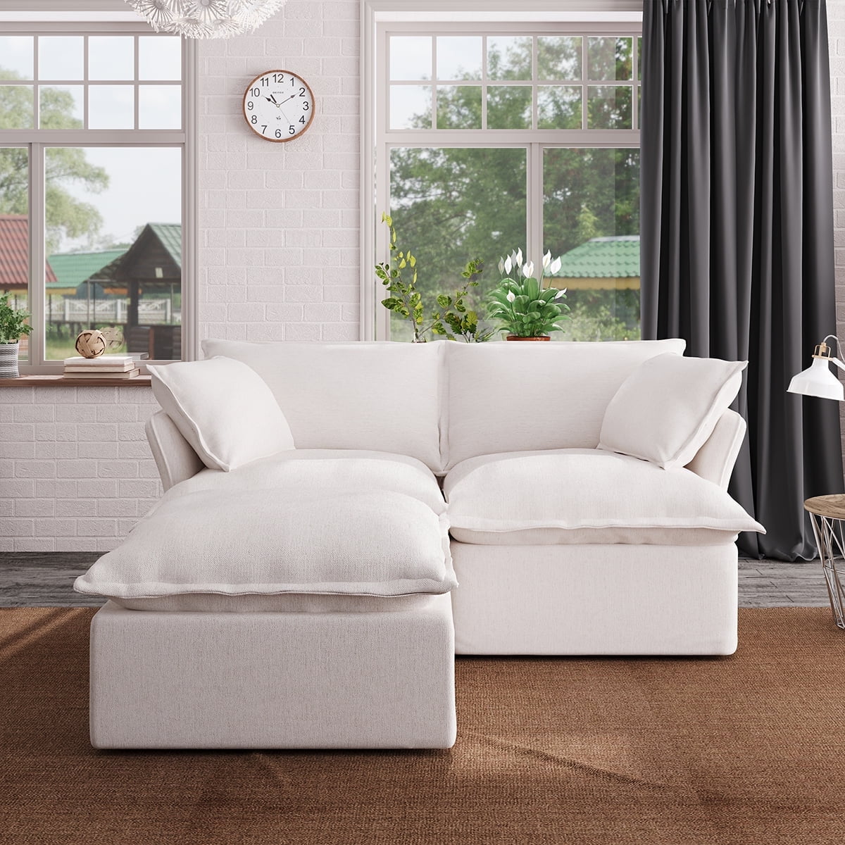 Indecor Home Sectional Couches Loveseat 2 Seater with Ottoman ...