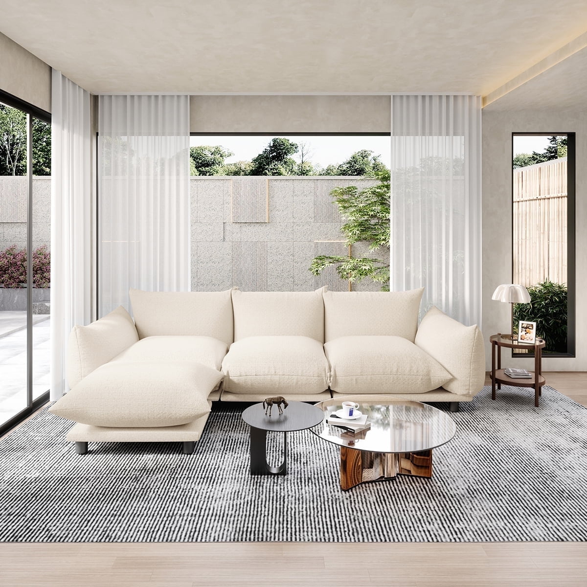 Indecor Home Upholstery Sectional Sofa 3 Seater with Ottoman Sofa ...