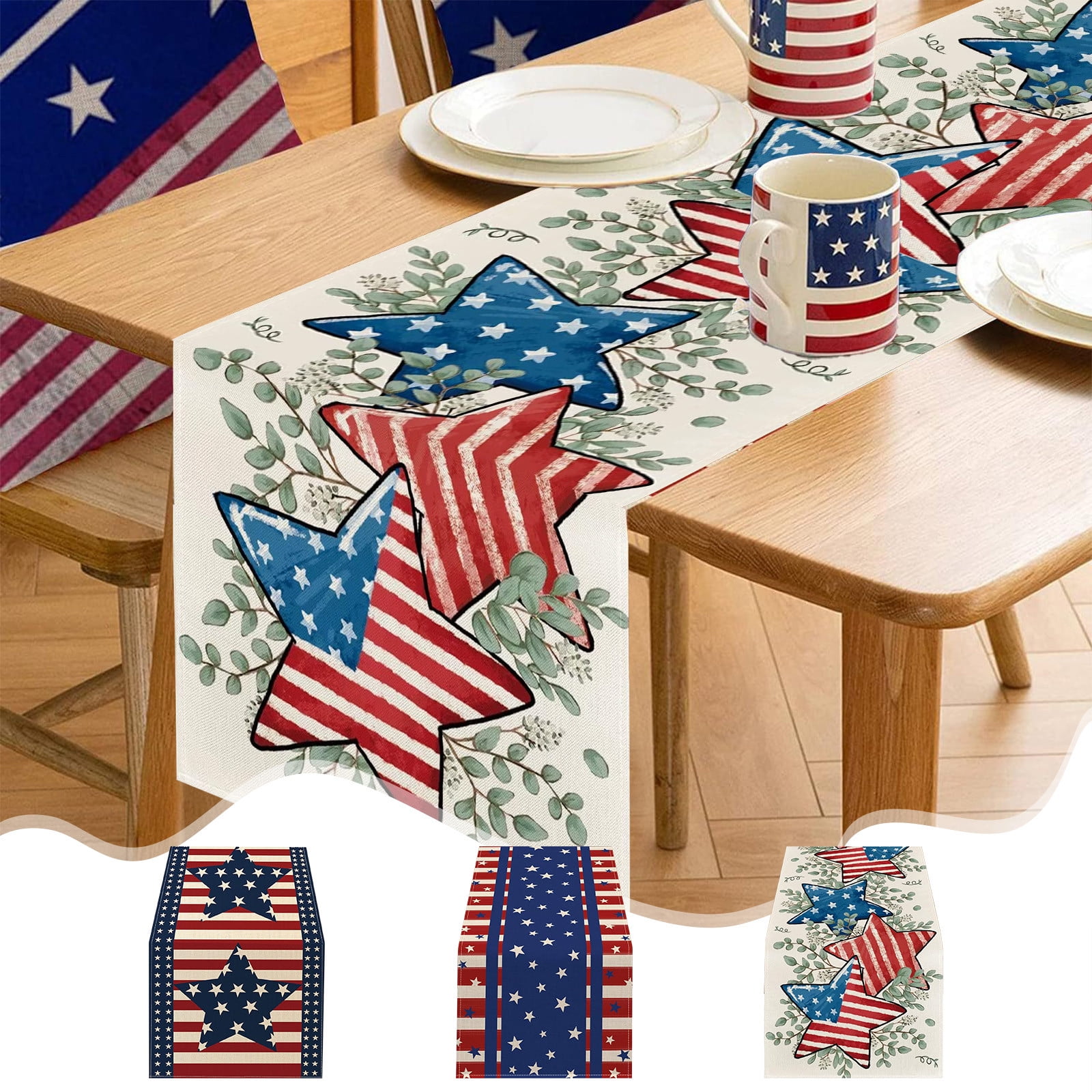Independence Day 4th of July Decorations,Linen Table Runner 72.05x12.99 ...