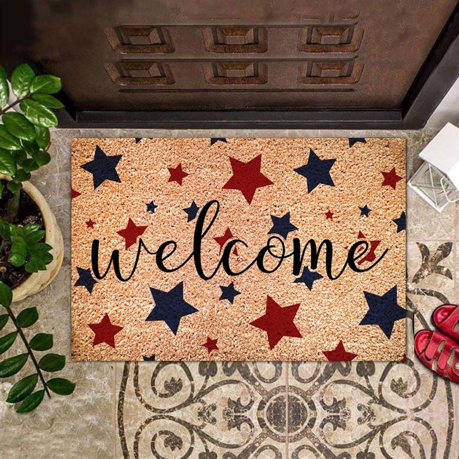 Independence Day 4th of July Entrance Door Mat Rustic American Flag Low ...