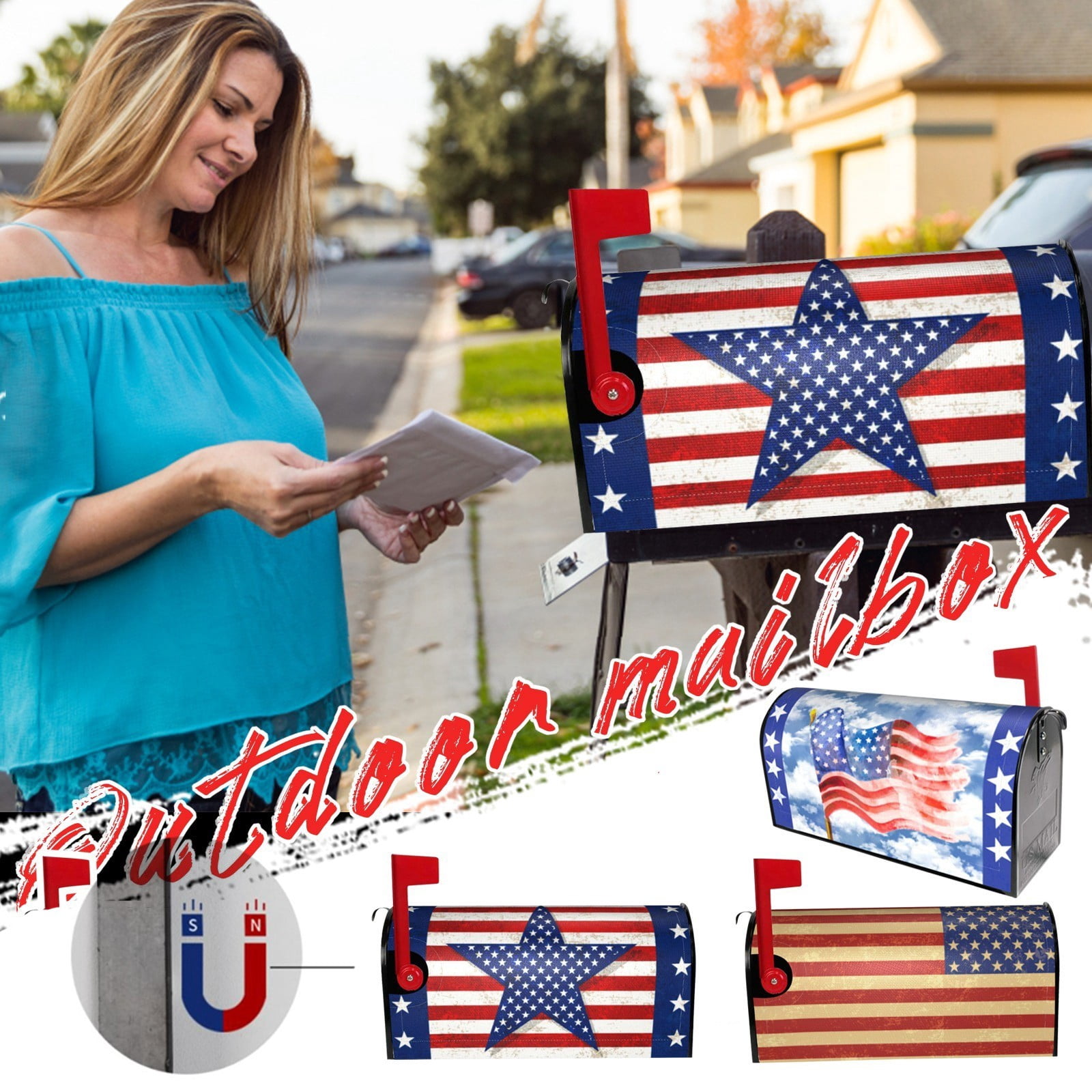 Independence Day American Flag Magnetic Mailbox Covers 21x18Inch ...
