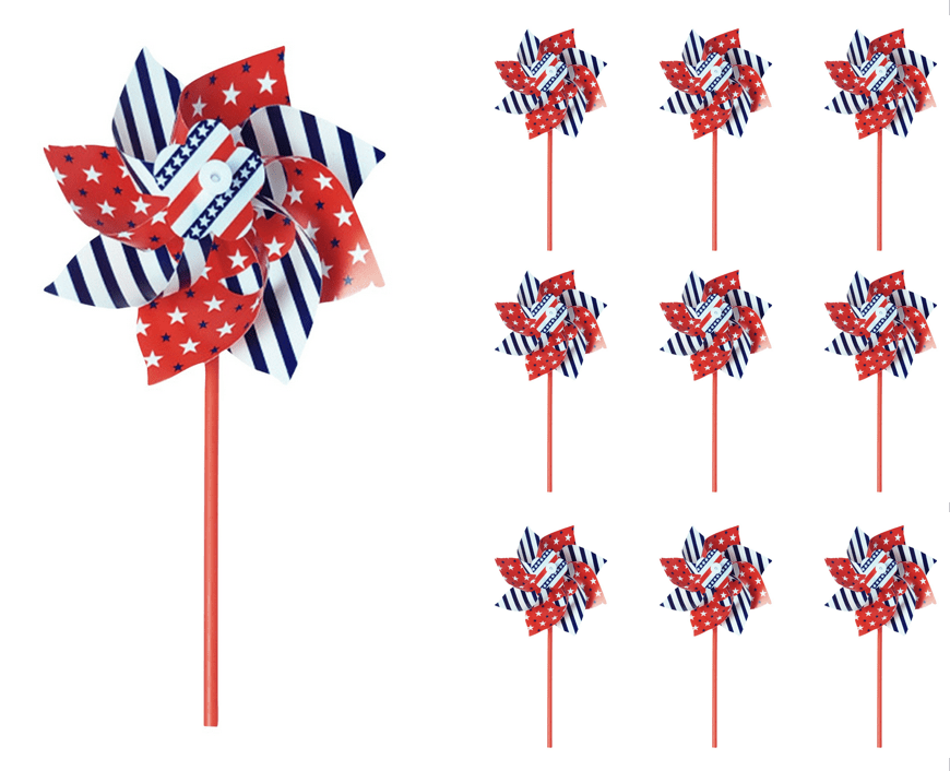 Independence Day American Flag on Stick Wind Spinner Reflective ...