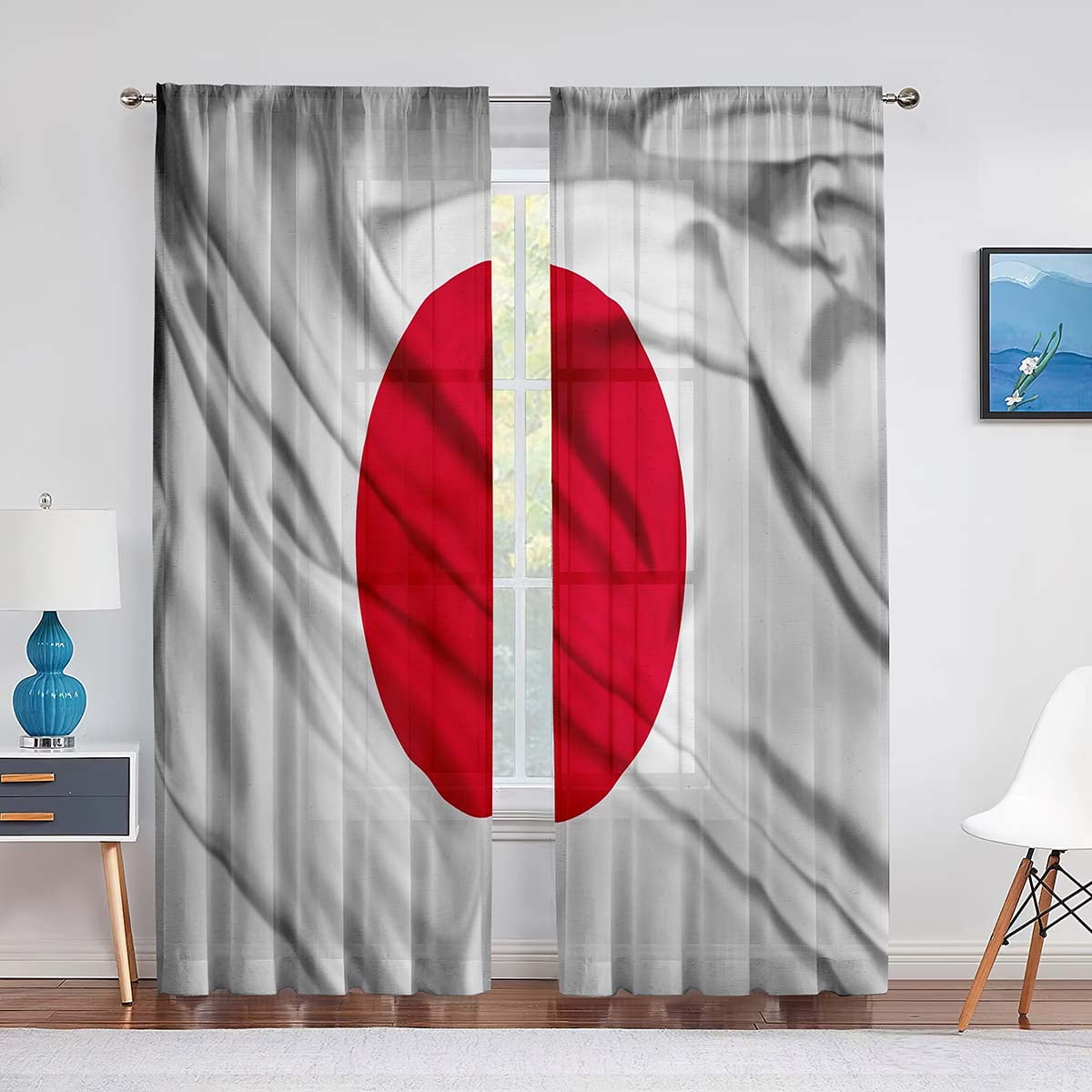 Independence Day American Flag Tulle Curtain for Bedroom Window rations ...