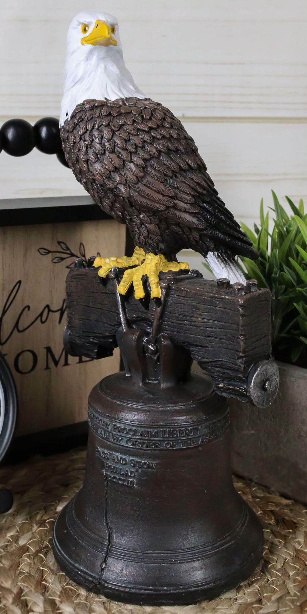 Independence Day American Patriotic Bald Eagle Perching On Liberty Bell ...