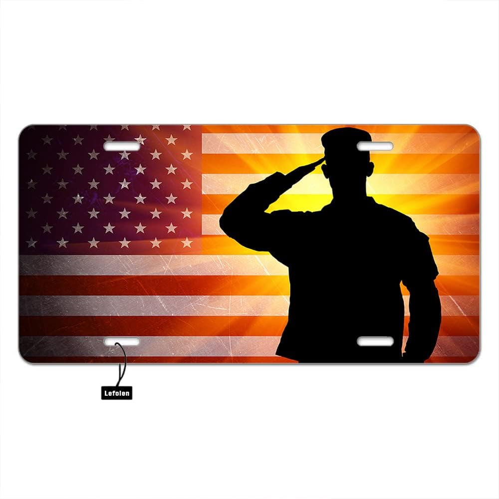 Independence Day Army Warrior Car Front License Plates American Flag ...