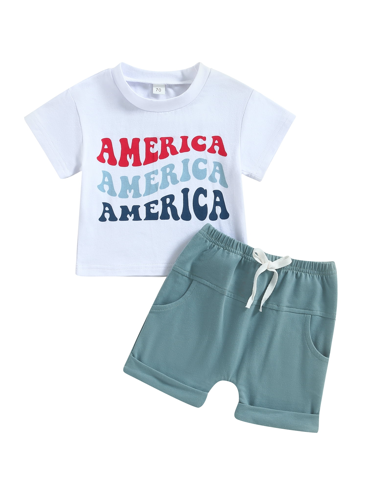 Independence Day Baby Boys Clothes Suit Short Sleeve Letters Print T ...