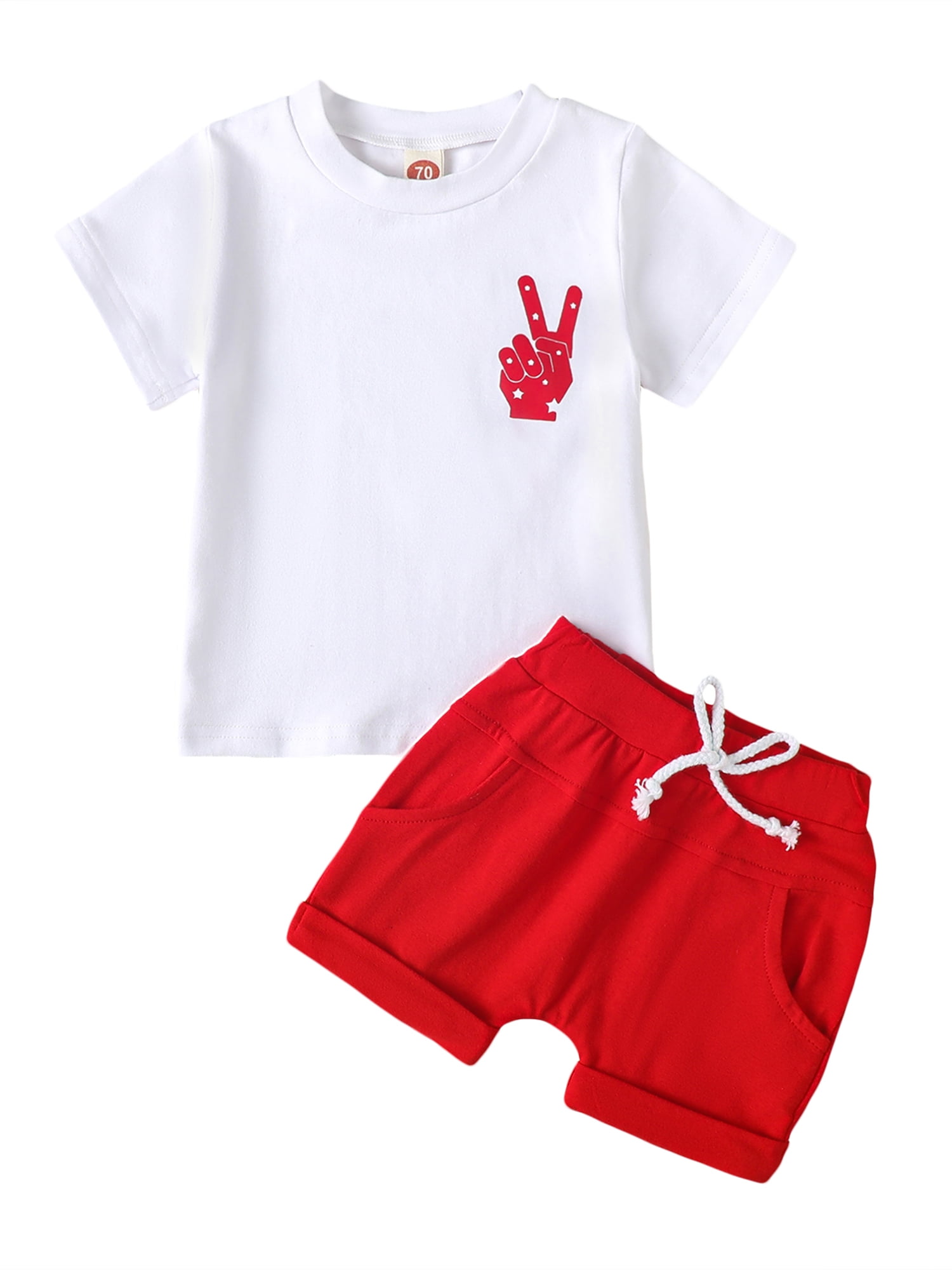 Independence Day Baby Boys Clothes Victory Gesture Short Sleeve T ...