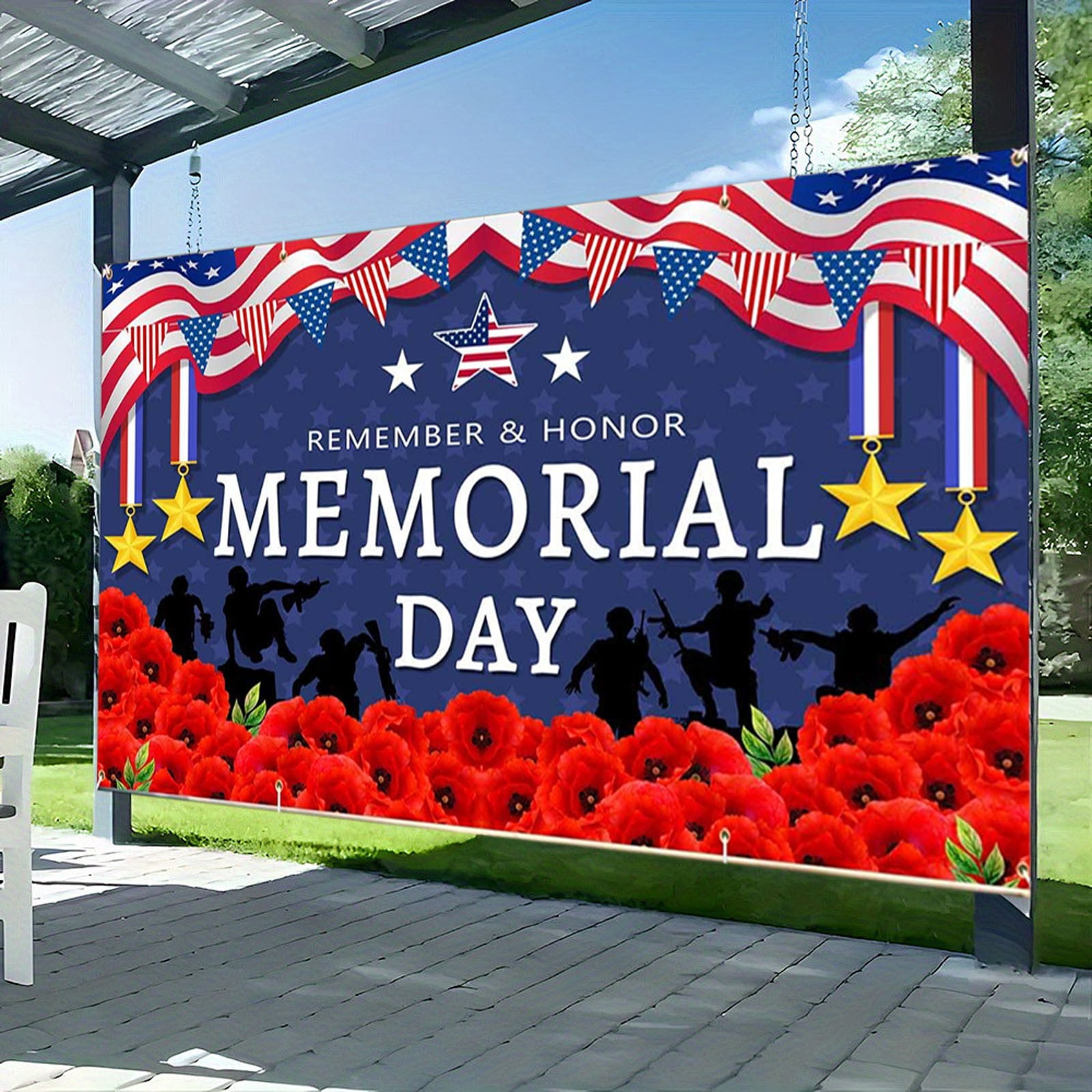 Independence Day Backdrop Banner National Day Garage Decorations For ...