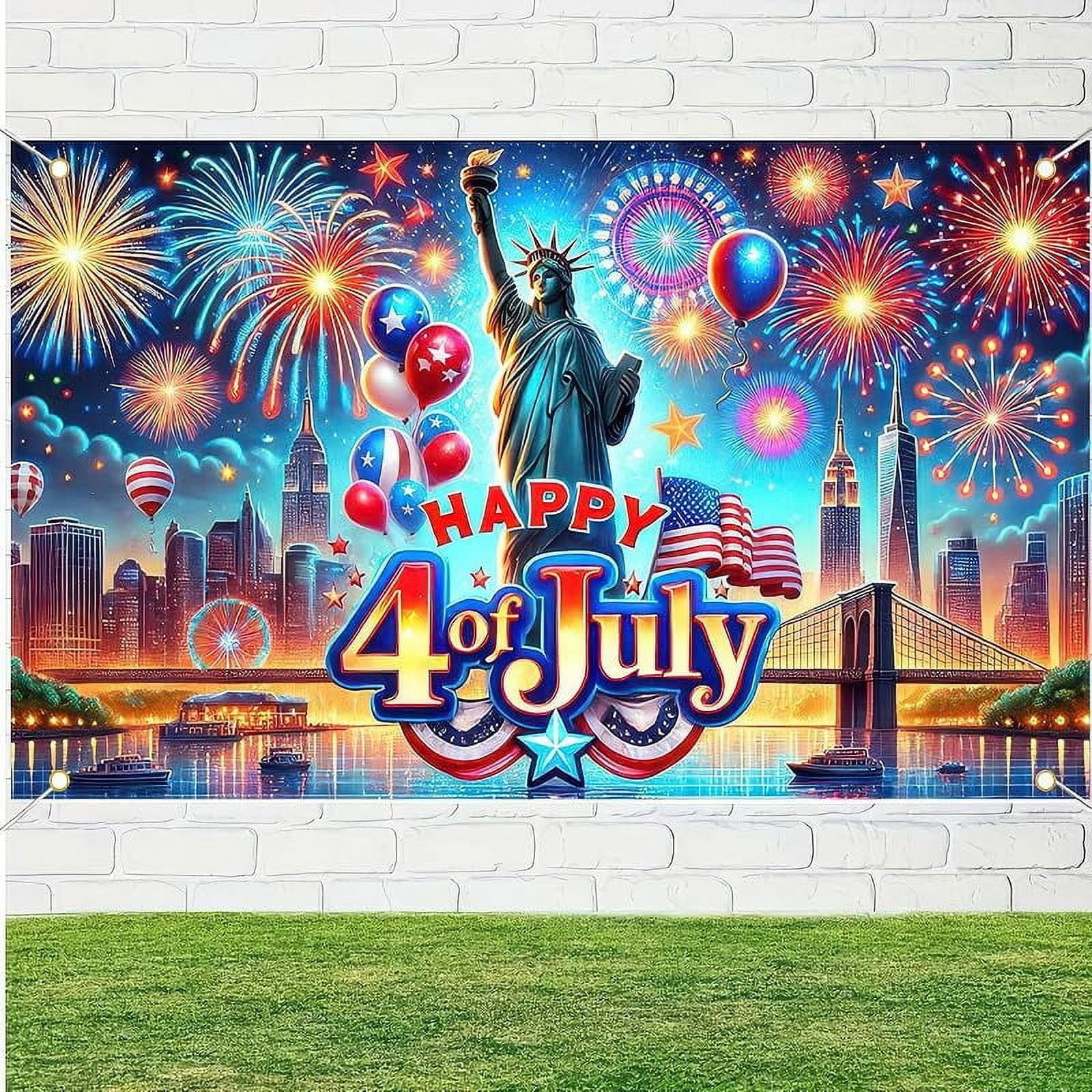 Independence Day Background Banner Statue of Liberty Decorations Banner ...