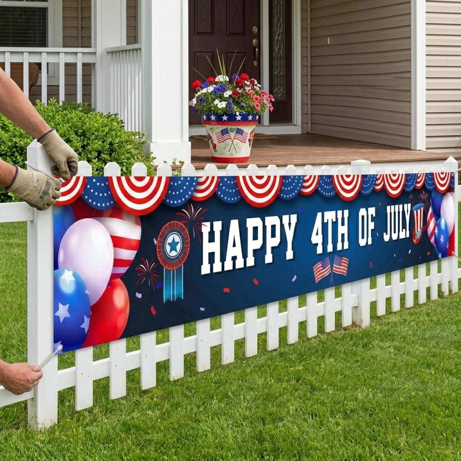 Independence Day Banner, Patriotic Patio Decoration Flag for 4th of ...