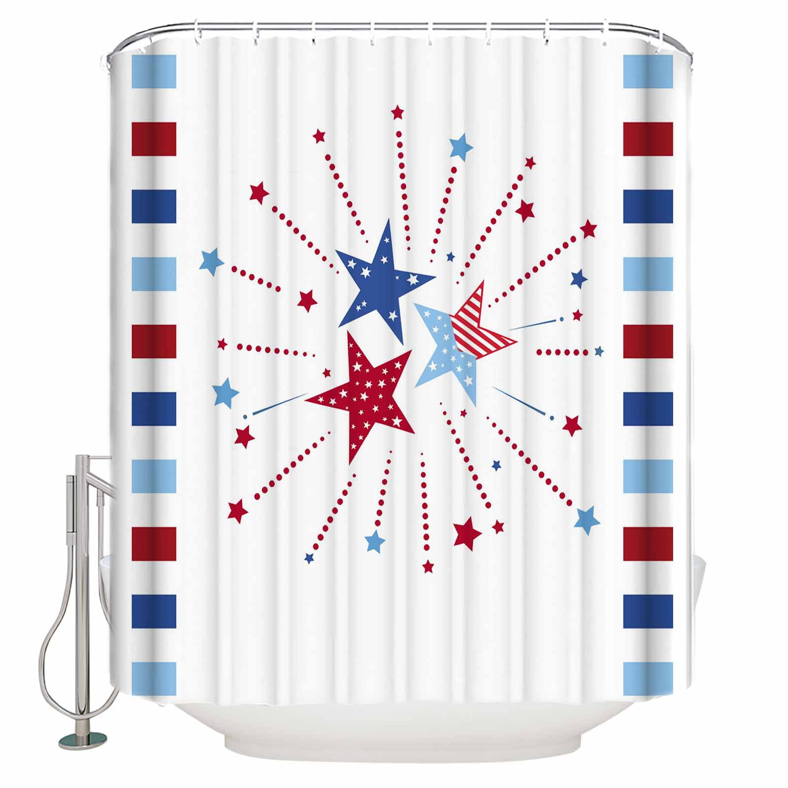 Independence Day Bathroom Shower Curtains with 12 Hooks Polyester ...