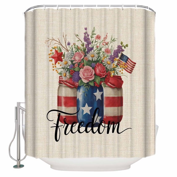 Independence Day Bathroom Shower Curtains with 12 Hooks Polyester ...