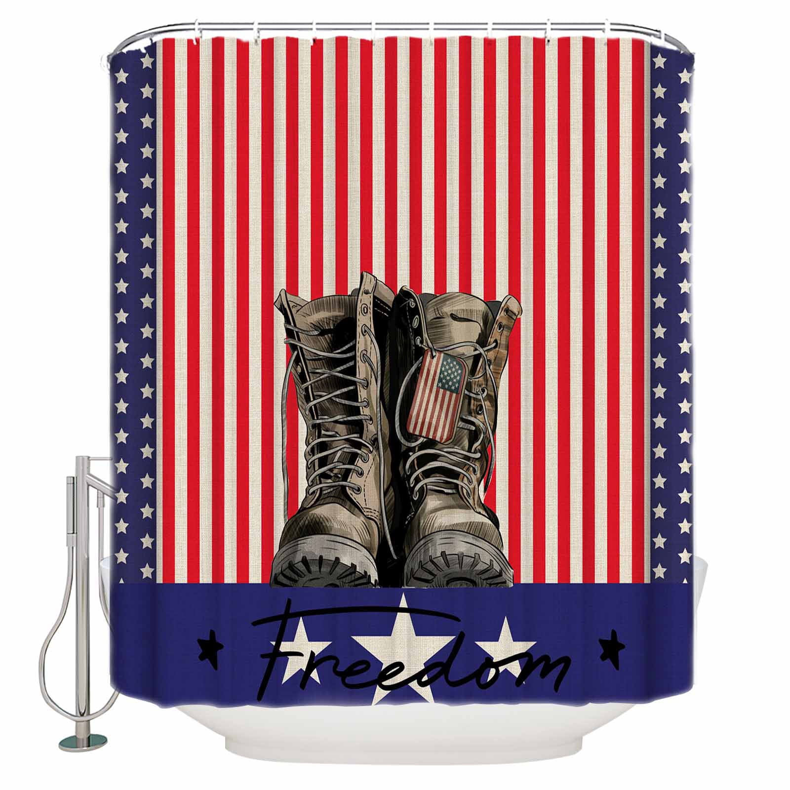 Independence Day Bathroom Shower Curtains with 12 Hooks Polyester ...