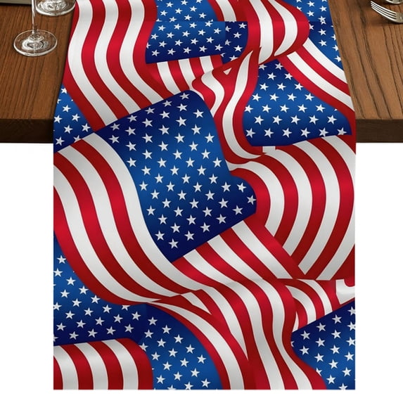 Independence Day Burlap Cotton Table Runner 18x72 Inches Long ...