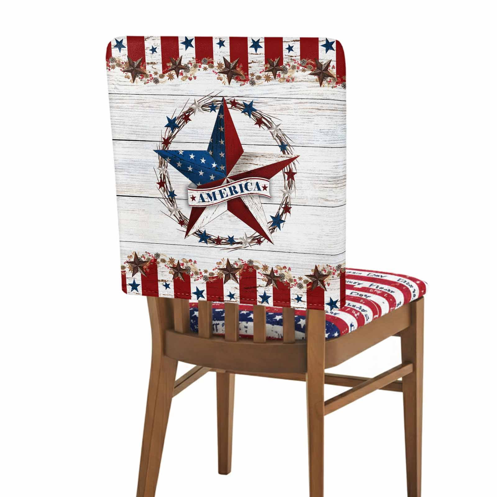 Independence Day Chair Back Covers Set of 2, America Vintage US Flag ...