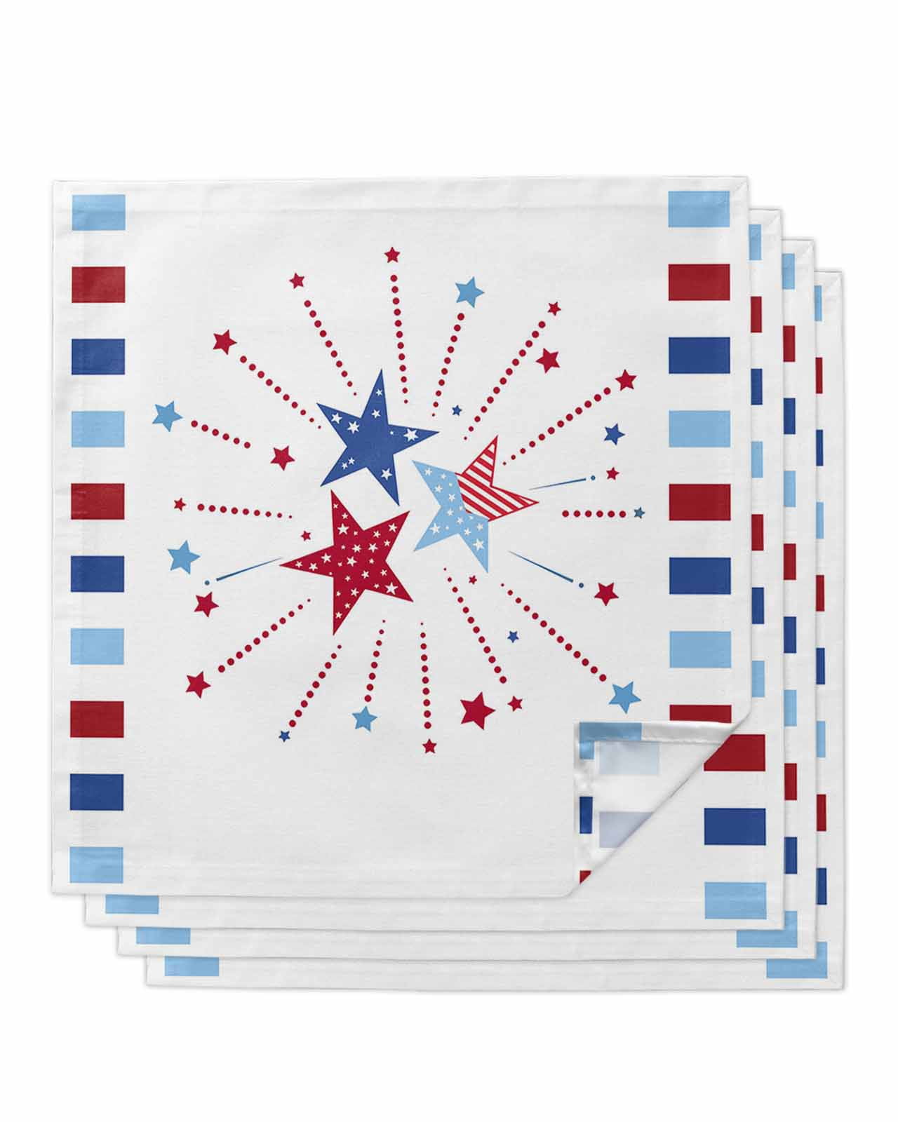 Independence Day Cloth Napkins Set of 4 Reusable Dinner Napkins, 4th of ...