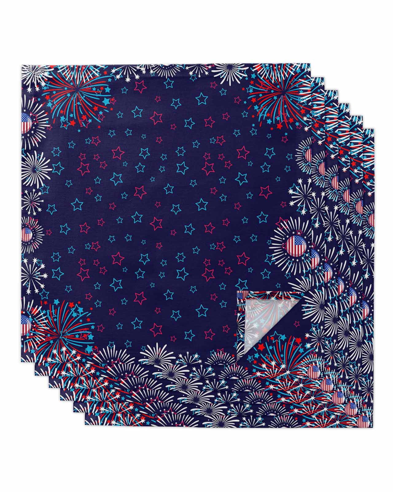 Independence Day Cloth Napkins Set of 6 Reusable Dinner Napkins, Blue ...