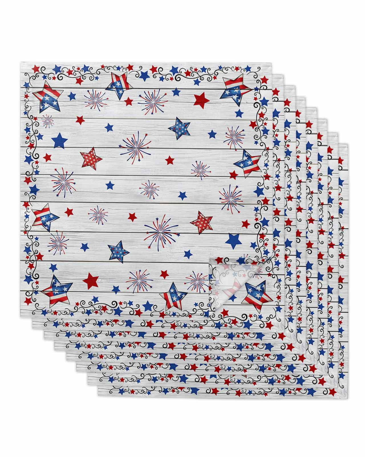 Independence Day Cloth Napkins Set of 8 Reusable Dinner Napkins, Red ...