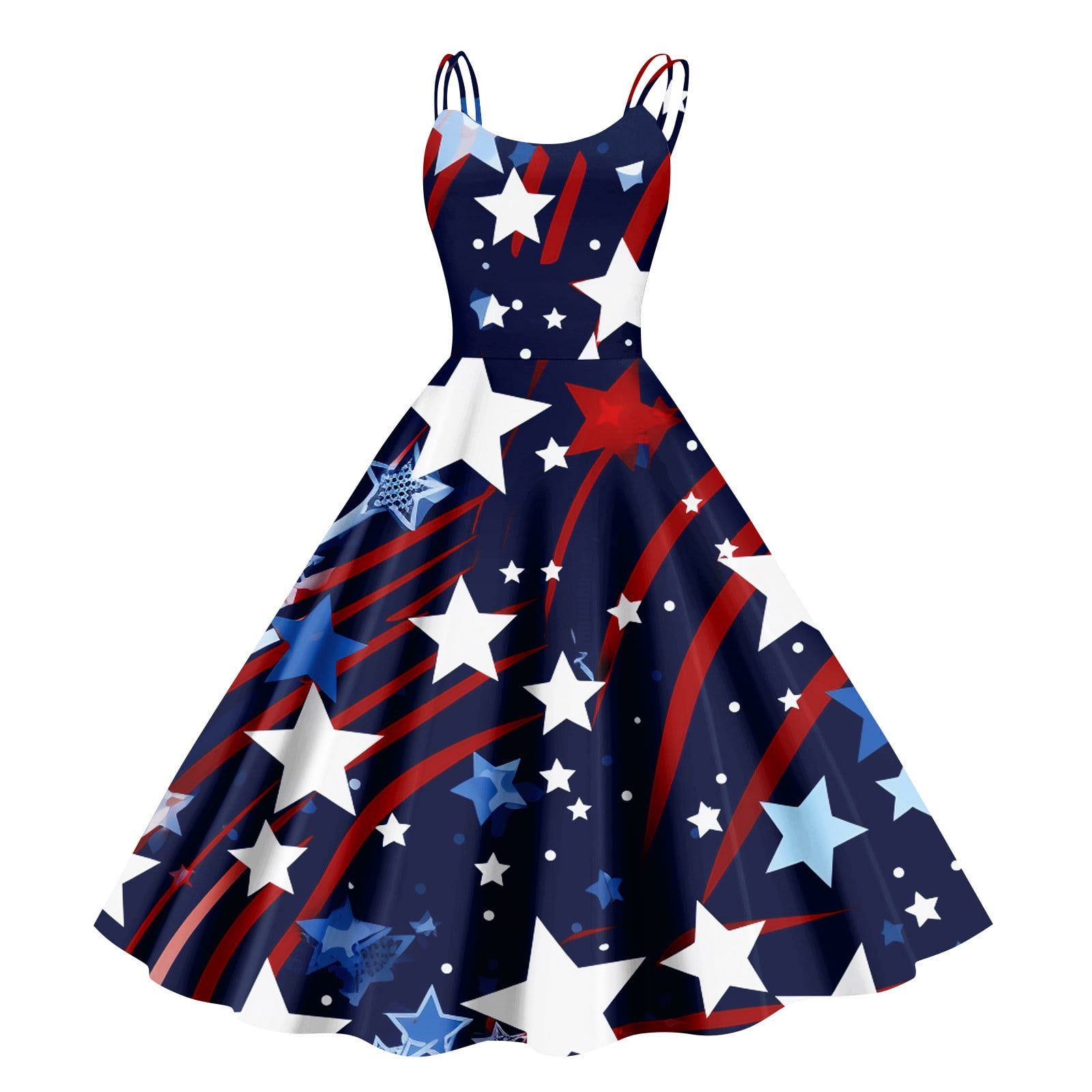 Independence Day Clothes for Woman A-Line Dresses Spaghetti Strap Dress ...