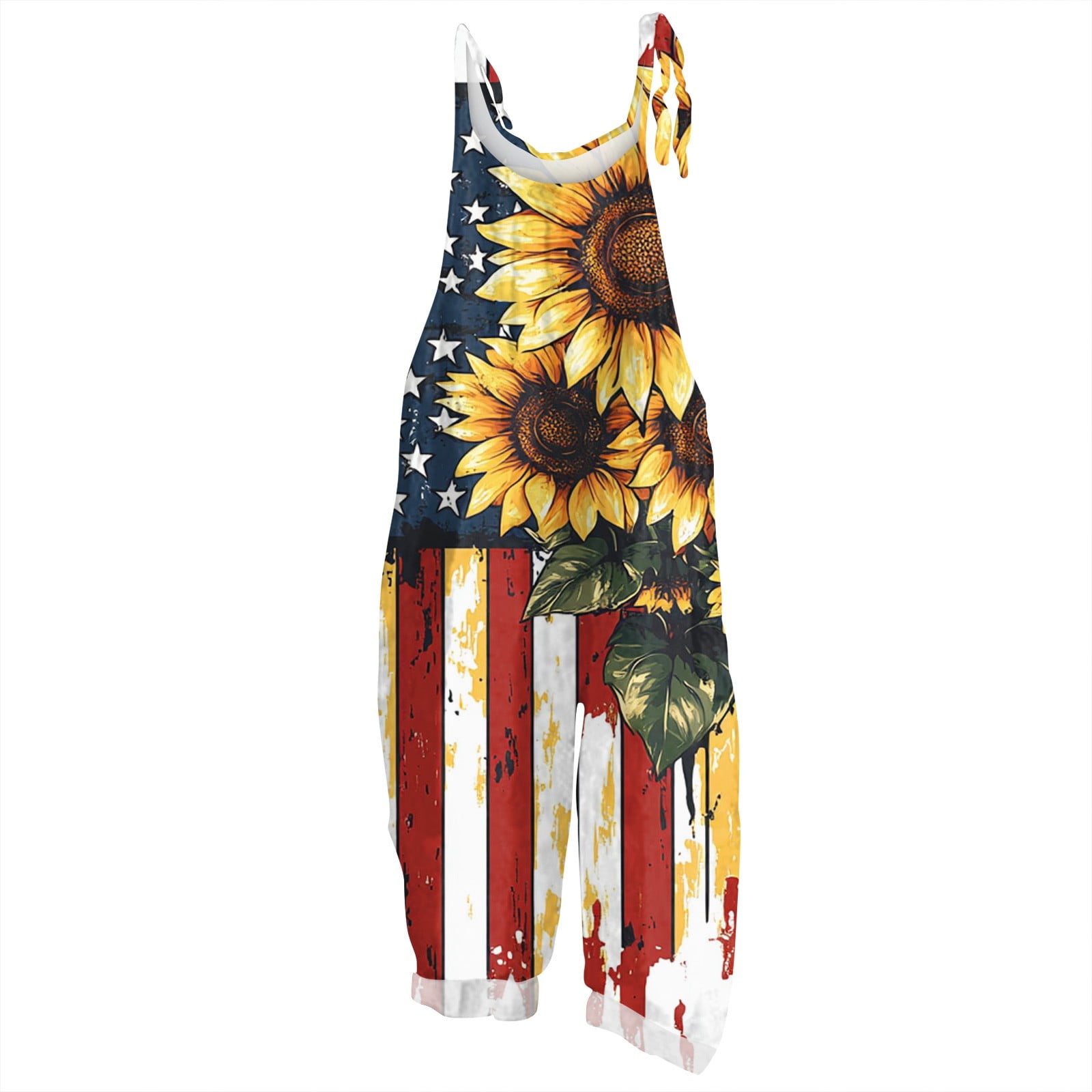 Independence Day Clothing Usa Flag Summer Pants Wide Leg Rompers Plus ...