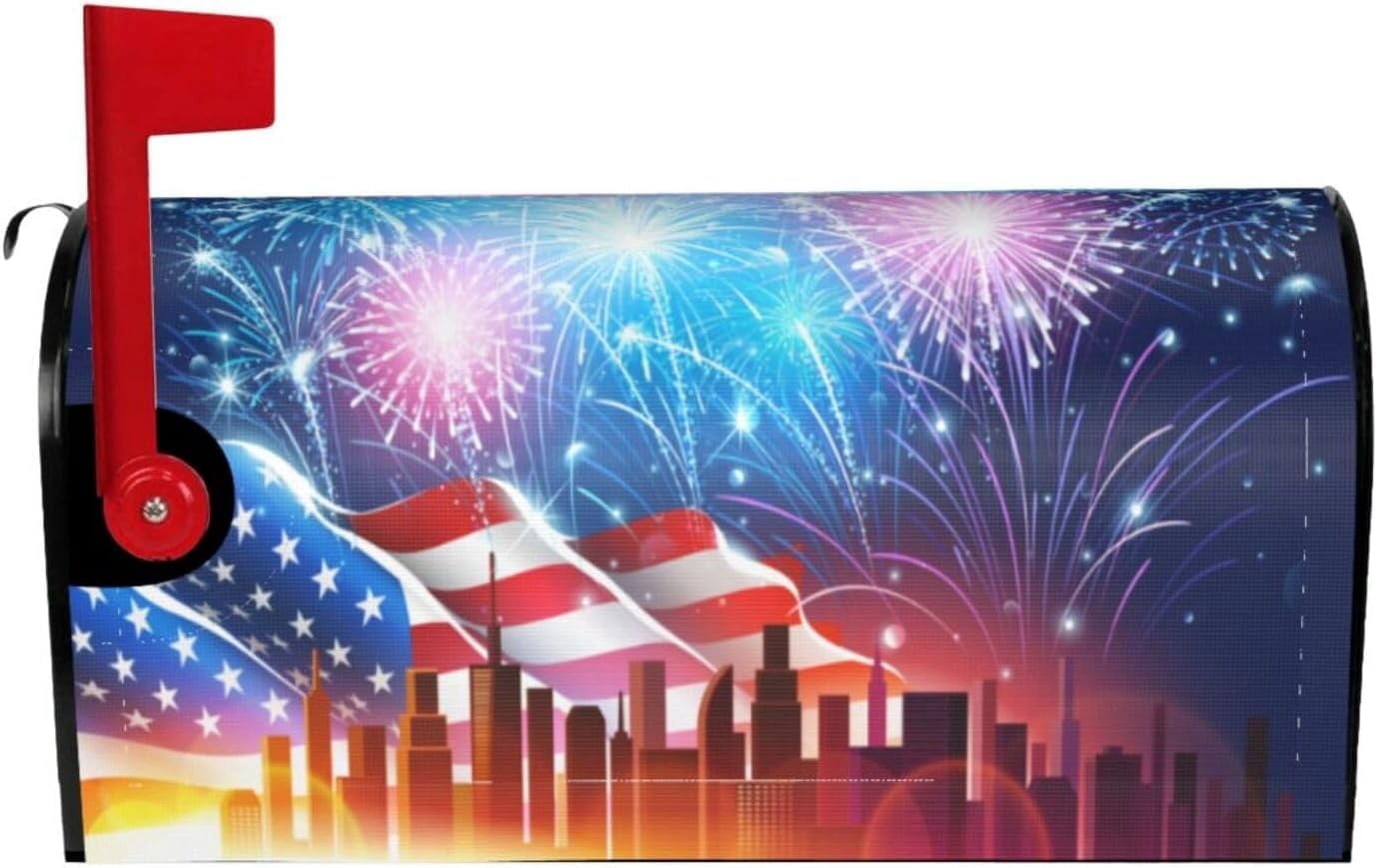 Independence Day Colorful Fireworks Mailbox Covers Magnetic Letter Post ...