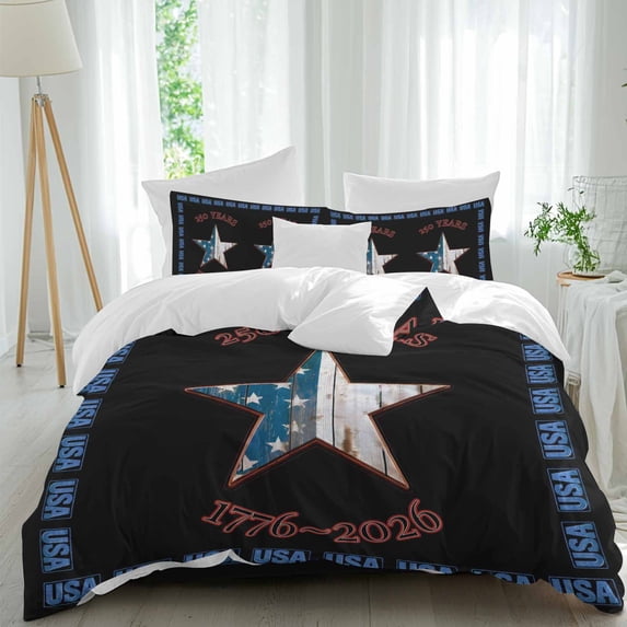 Independence Day Comforter Set California King Size, Wooden Stars 250 ...
