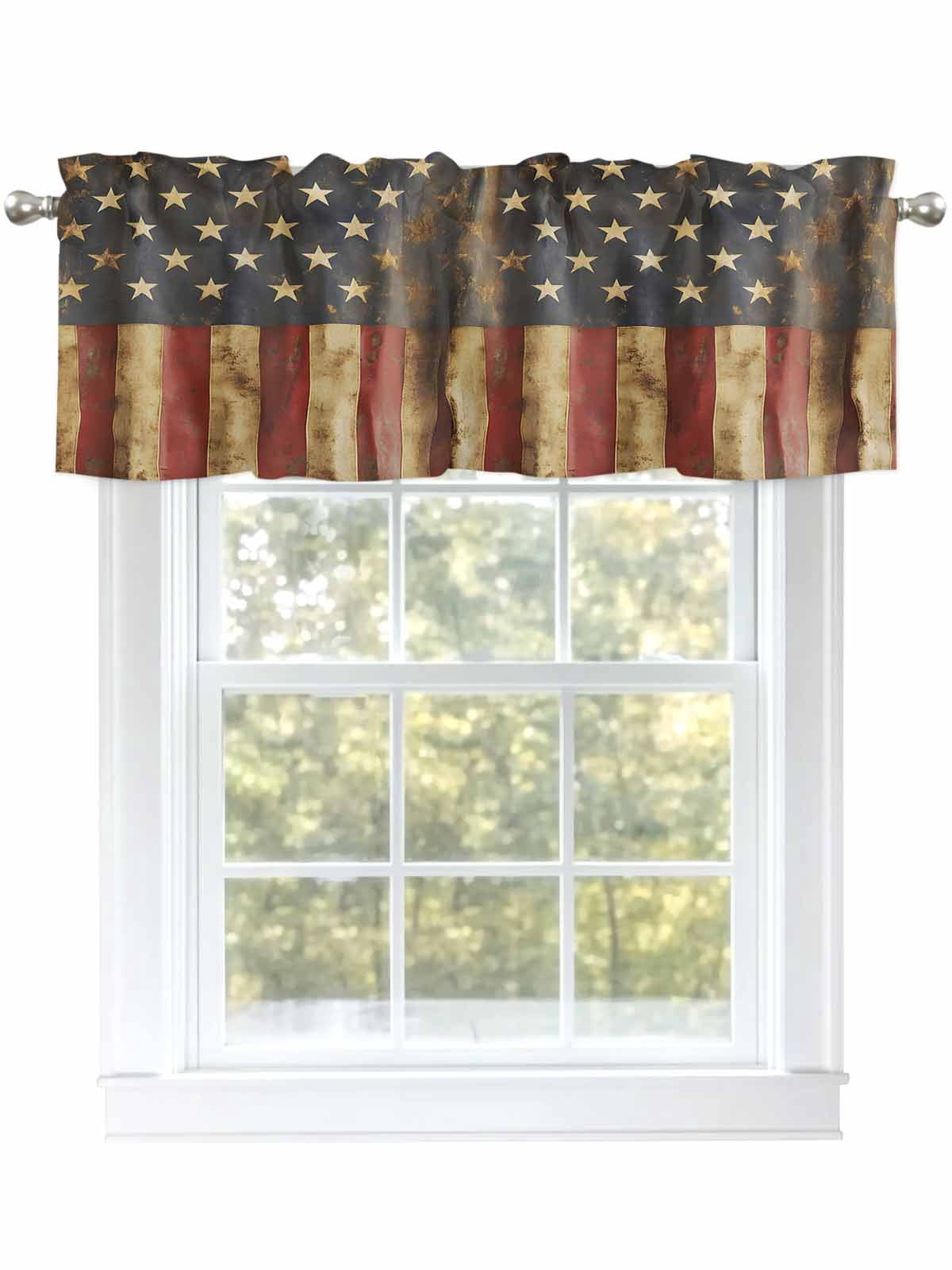 Independence Day Curtain Valances for Windows, Vintage American Flag ...