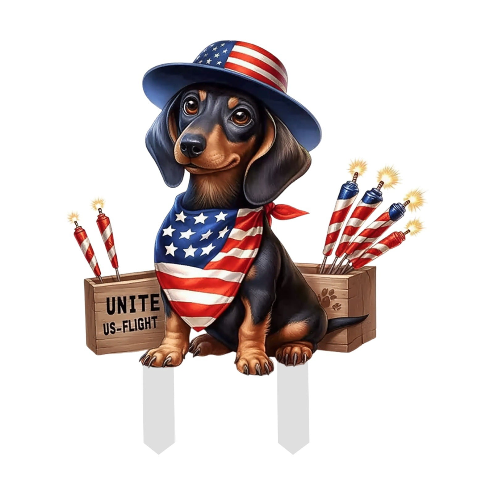 Independence Day Cute Dachshund Garden Stake House Banner 9.8 inch ...