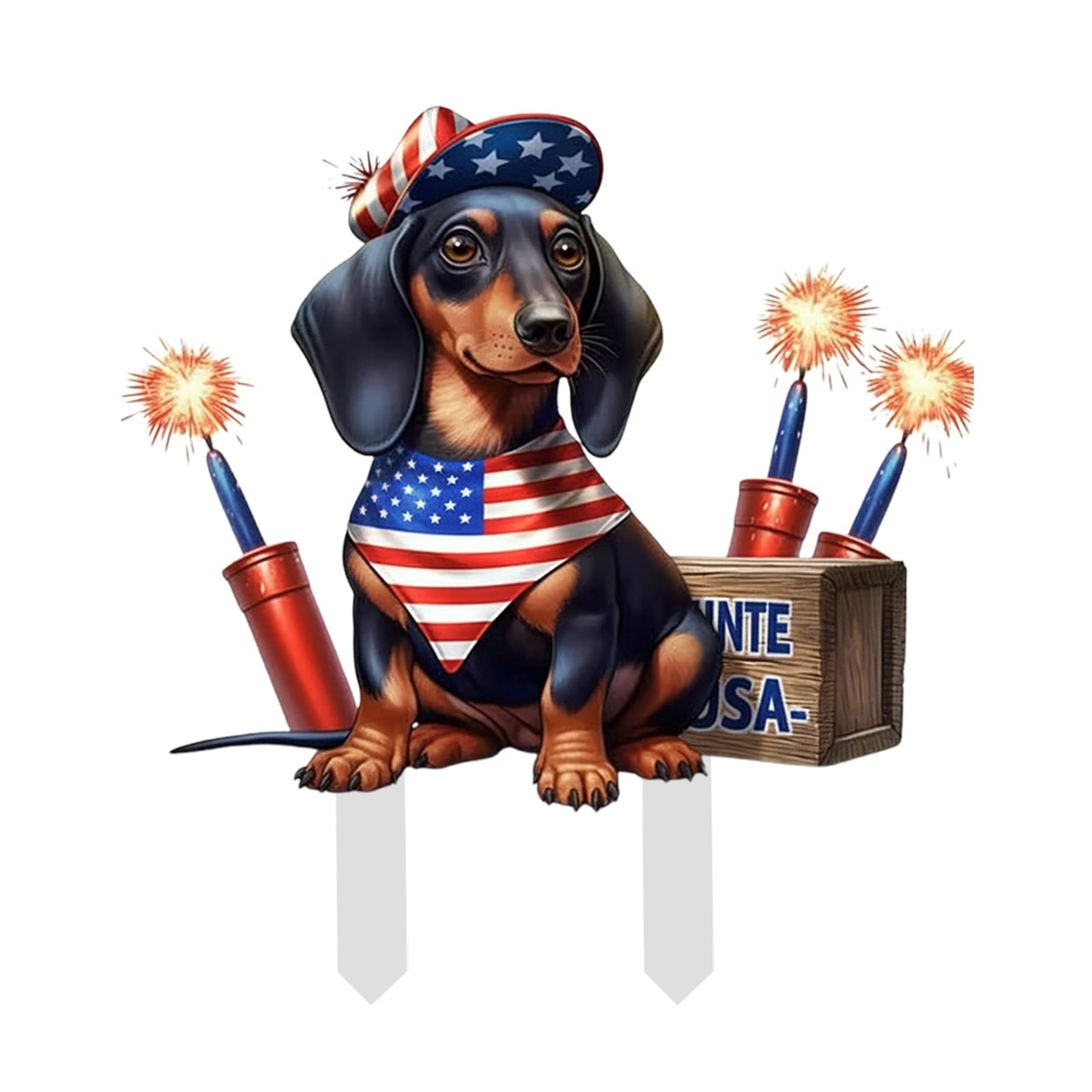 Independence Day Cute Dachshund Garden Stake House Banner 9.8 inch ...
