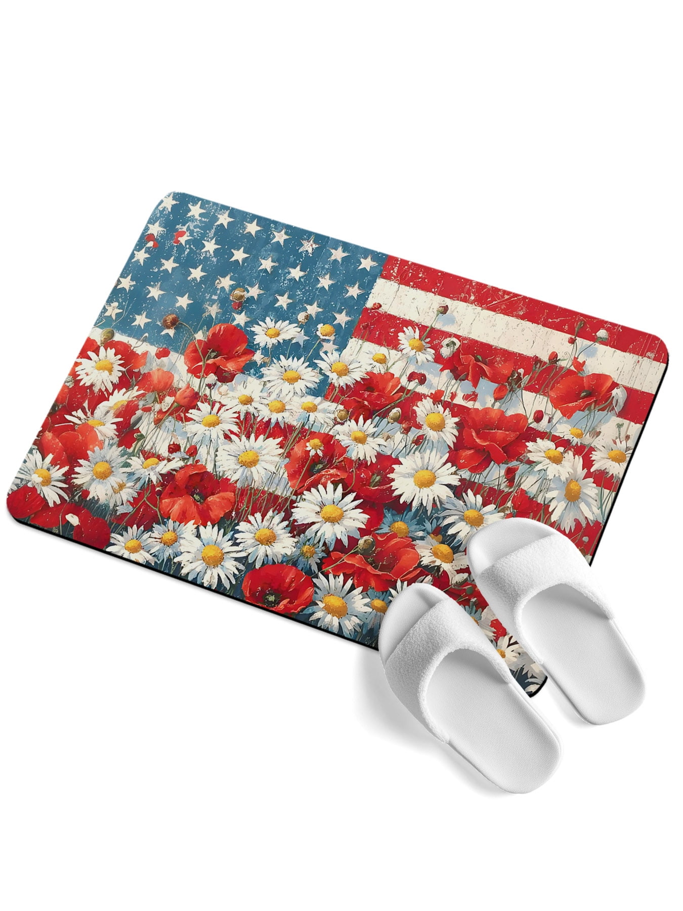 Independence Day Daisy Soft Diatomaceous Earth Mat, Vintage Red Blue ...