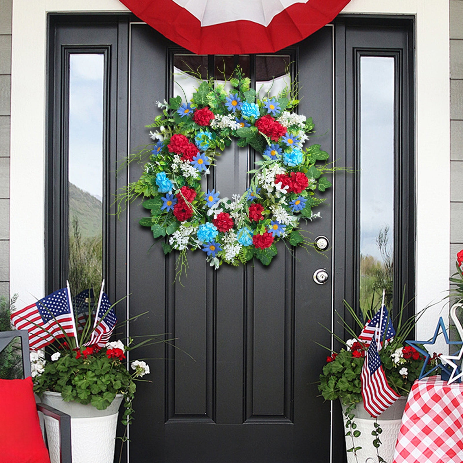 Independence Day Decor,15 Inch Wreath 4th Of July Summer Plast Wreath ...