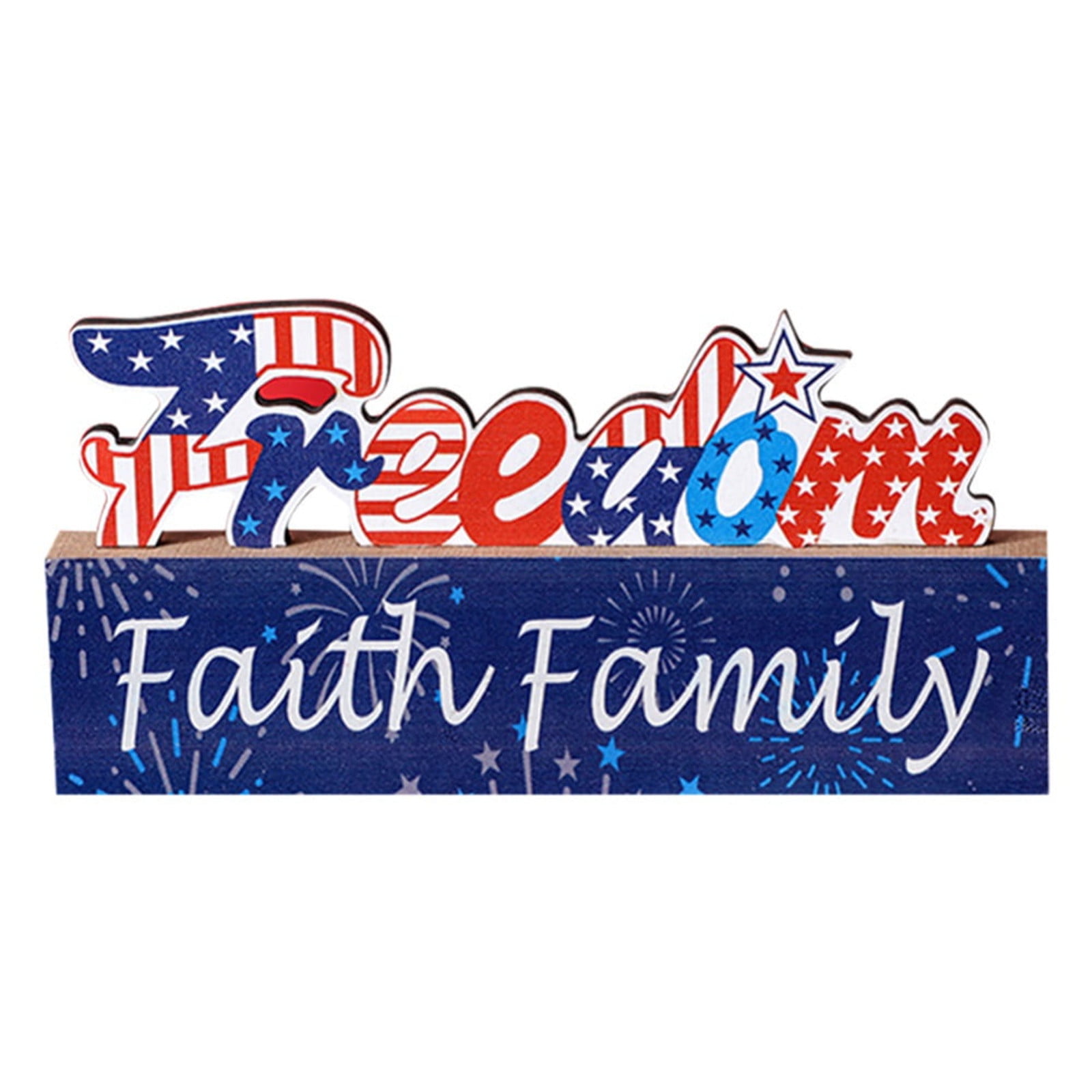 Patriotic Decorations Patriotic Wooden Tabletop Sign Freedom,Faith ...