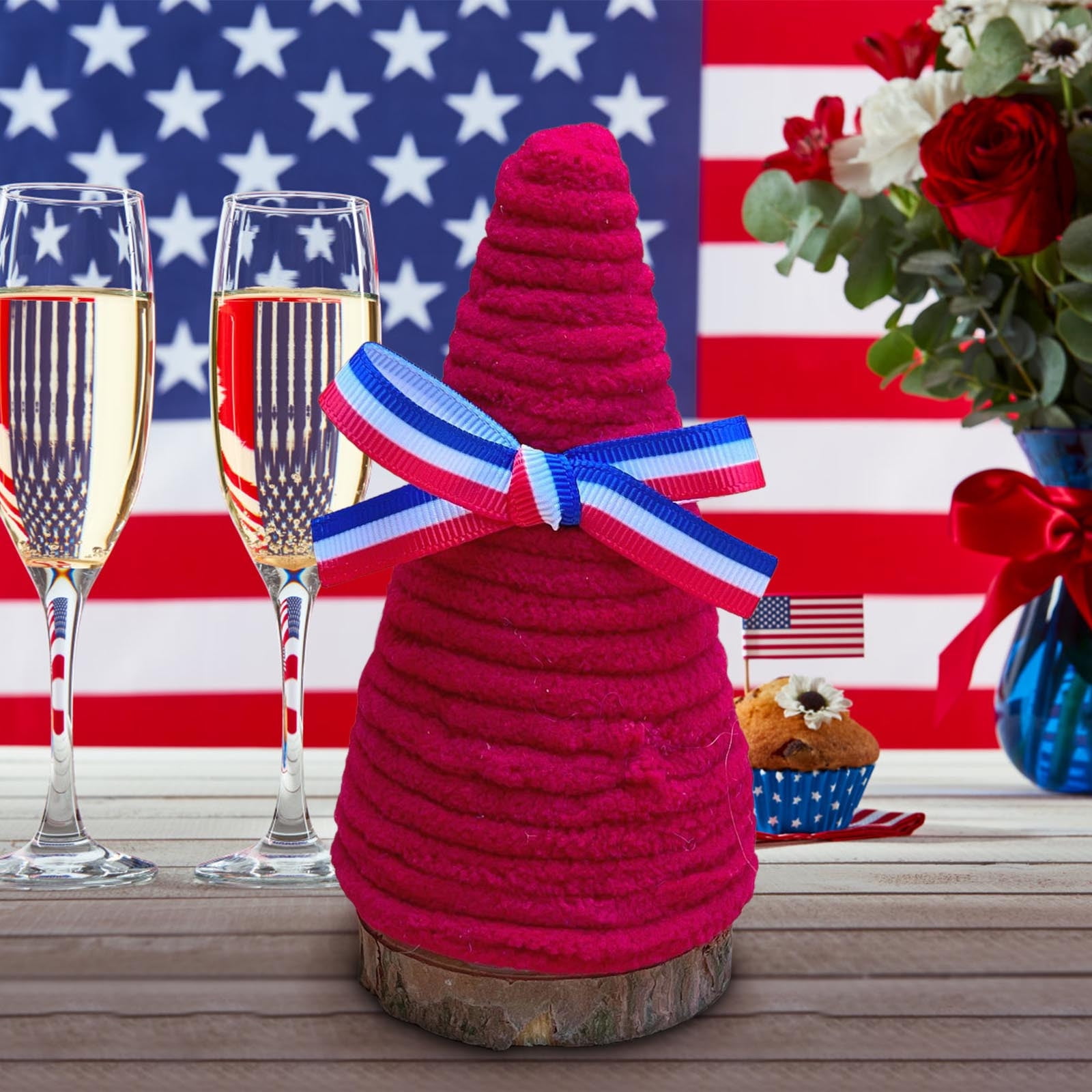 Independence Day Decorative Cone-Shaped Table Tray - Handmade Wood ...