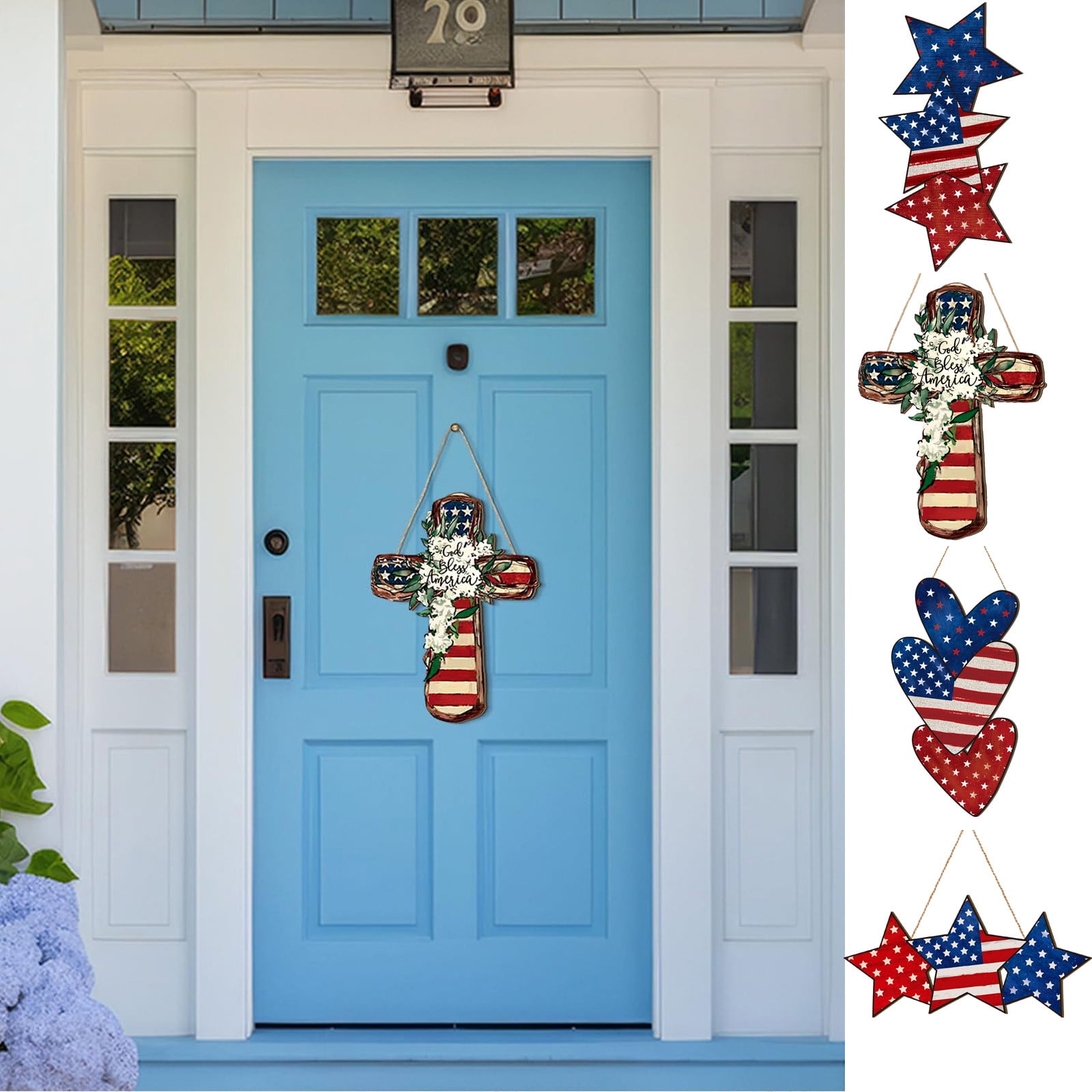 Independence Day Dod Bless America Door Decor Wooden Patriotic 1PC 2025 ...