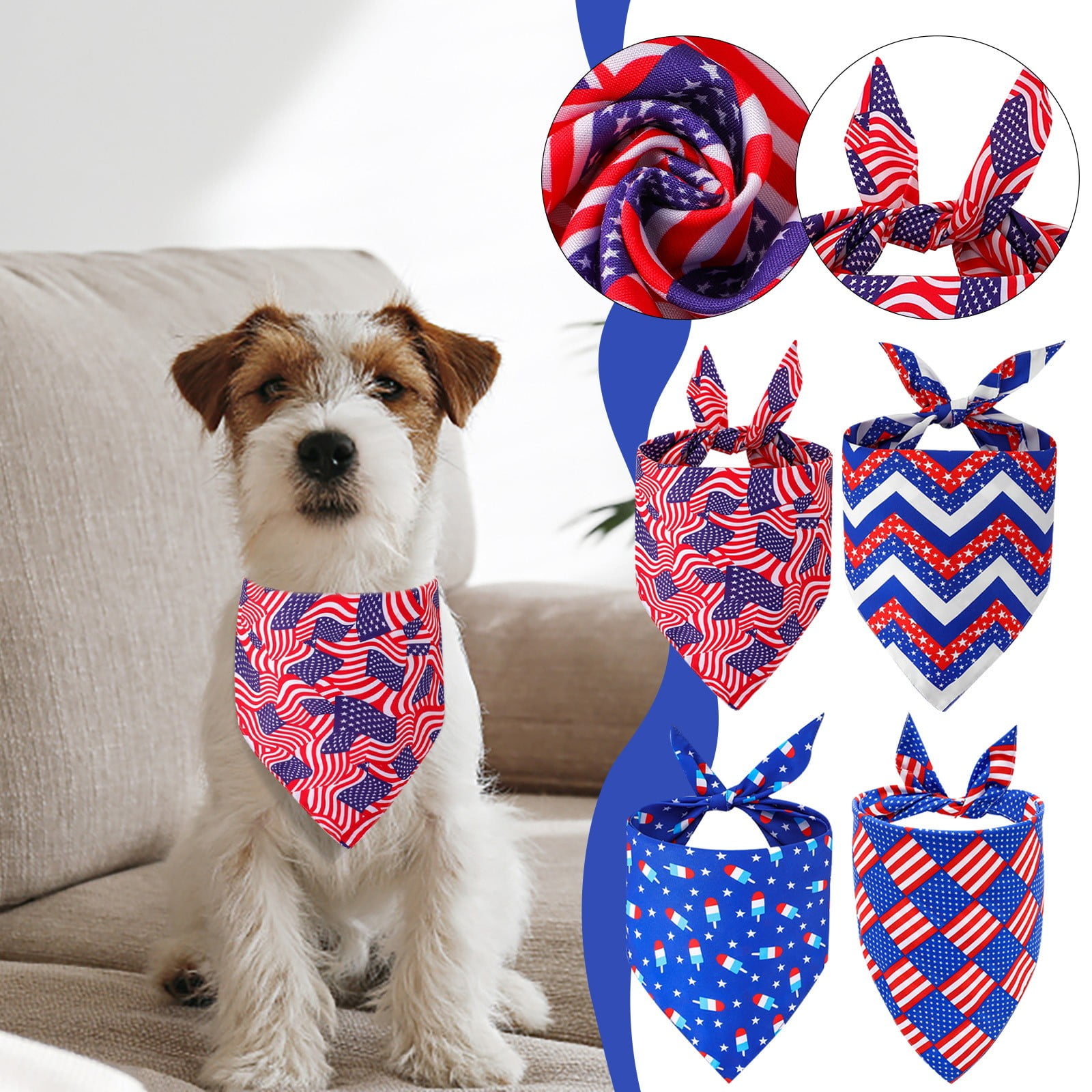 Independence Day Dog Bandana 2025 Patriotic Memorial Day Decorations ...