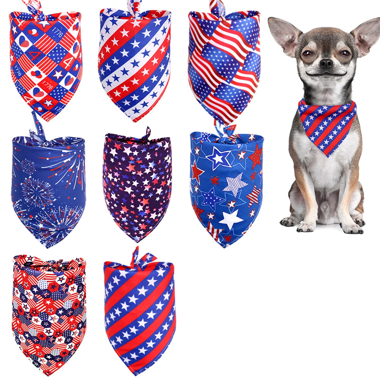 Independence Day Dog Bandanas American Flag 2025 Patriotic Memorial Day ...